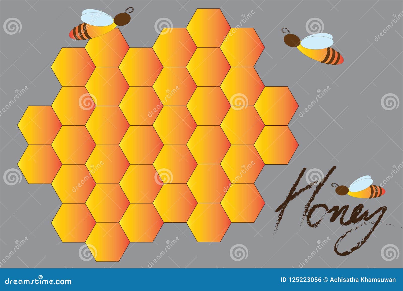 Honeycomb and Bee Pattern Background. Hexagon Seamless Pattern Stock ...