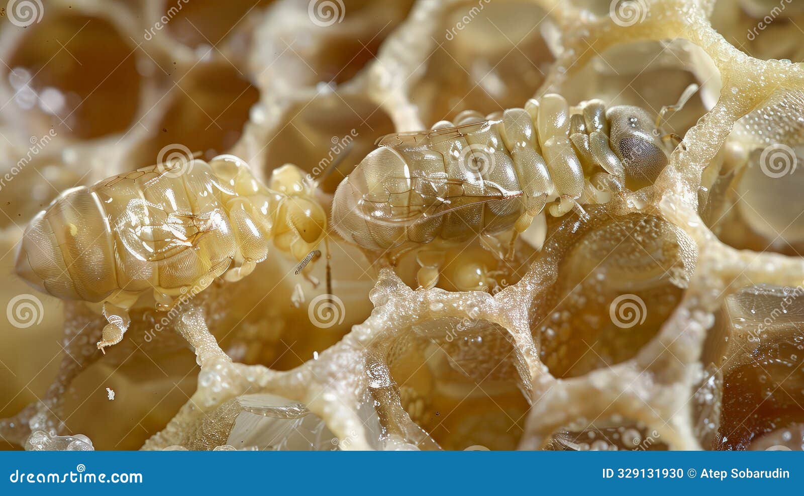Honeycomb with Bees in Pupa Stage Stock Illustration - Illustration of ...