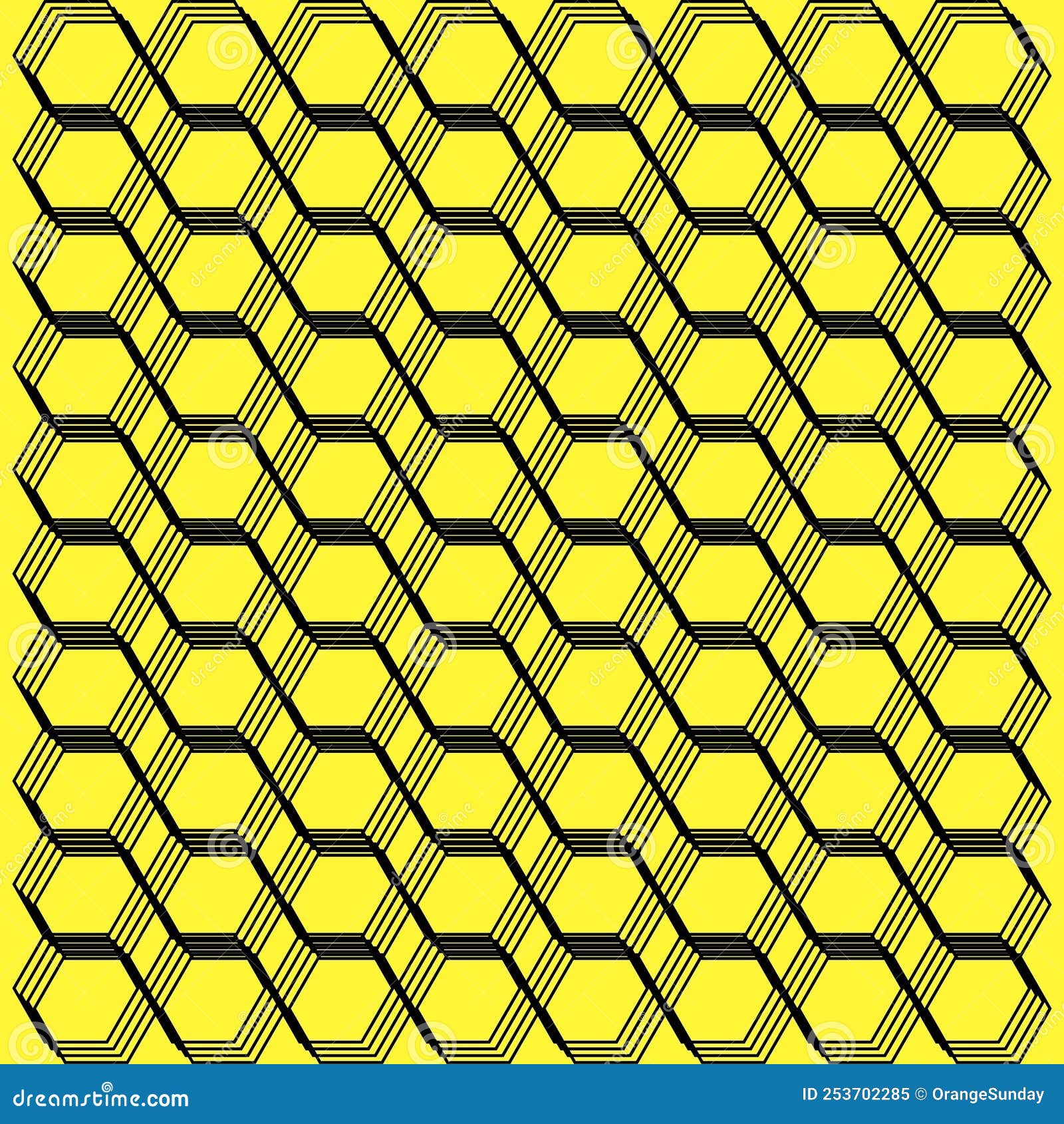 Honeycomb Black Hexagon with Yellow Background Y2K Pattern Stock ...