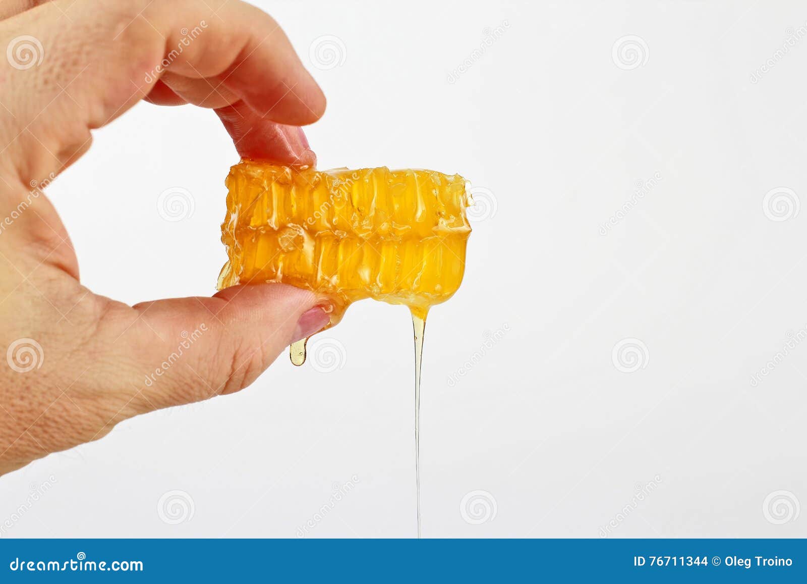 Honeycomb Dripping with Fingers on White Background Stock Photo - Image ...
