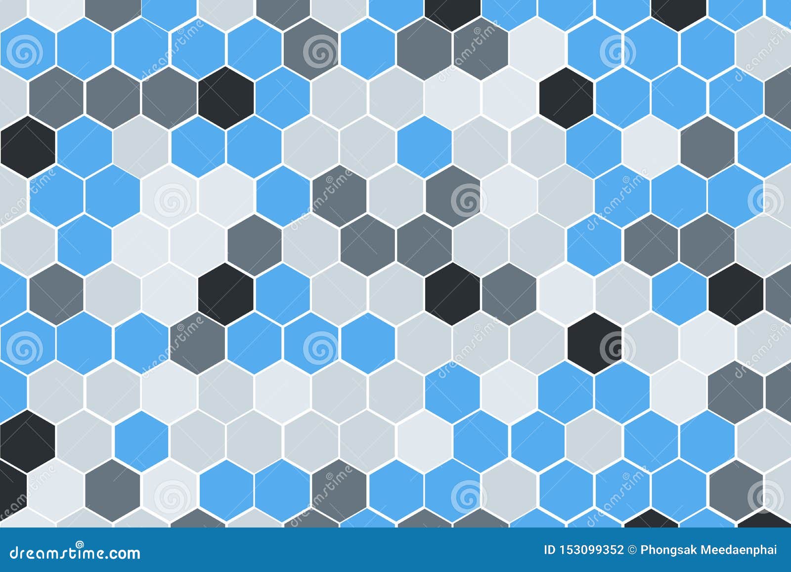 Honeycomb Grid Tile Random Background of Multicolor of Blue Gray and ...