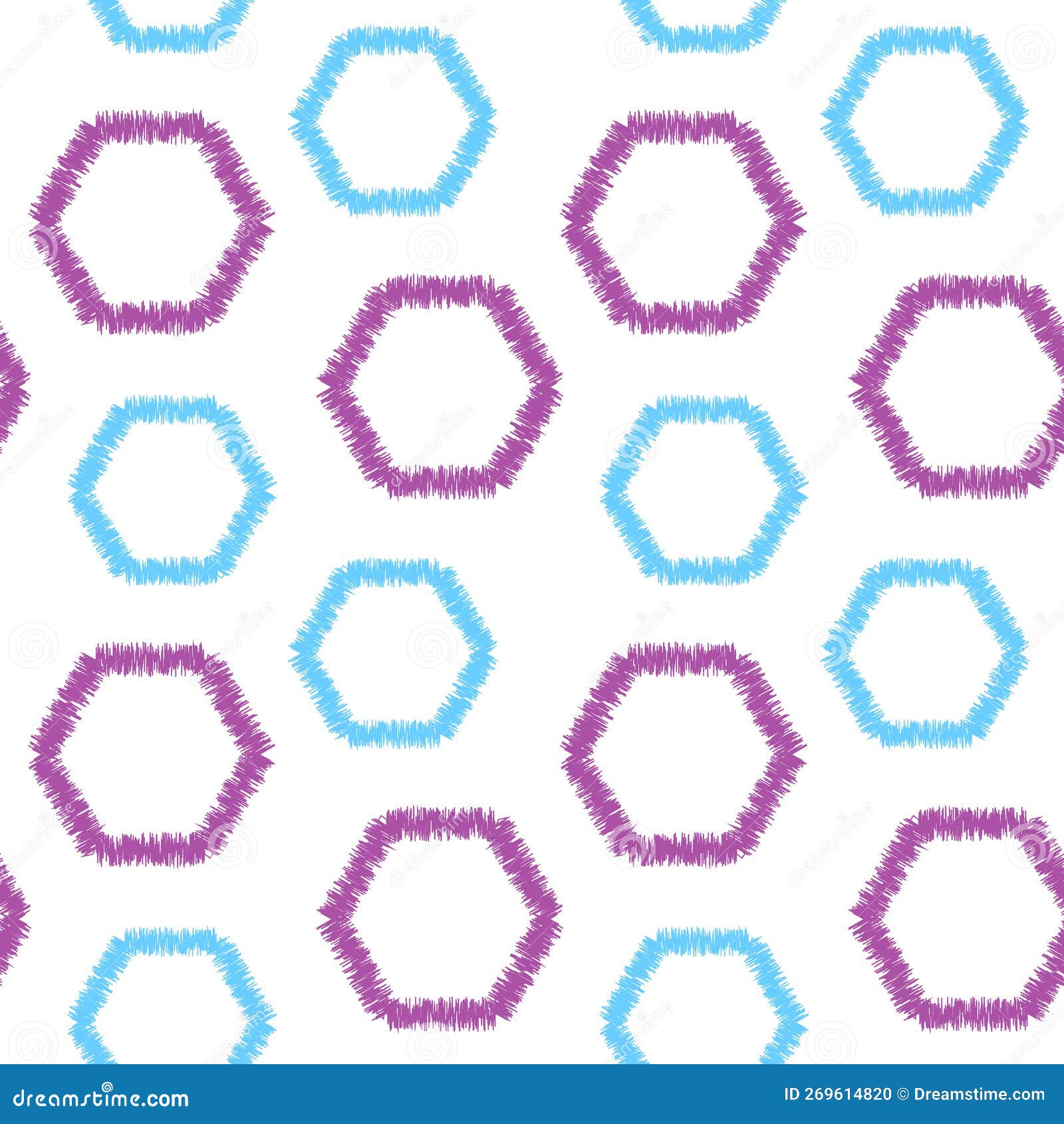 Honeycomb Hexagons Abstract Doodle Seamless Pattern. Line Drawing ...