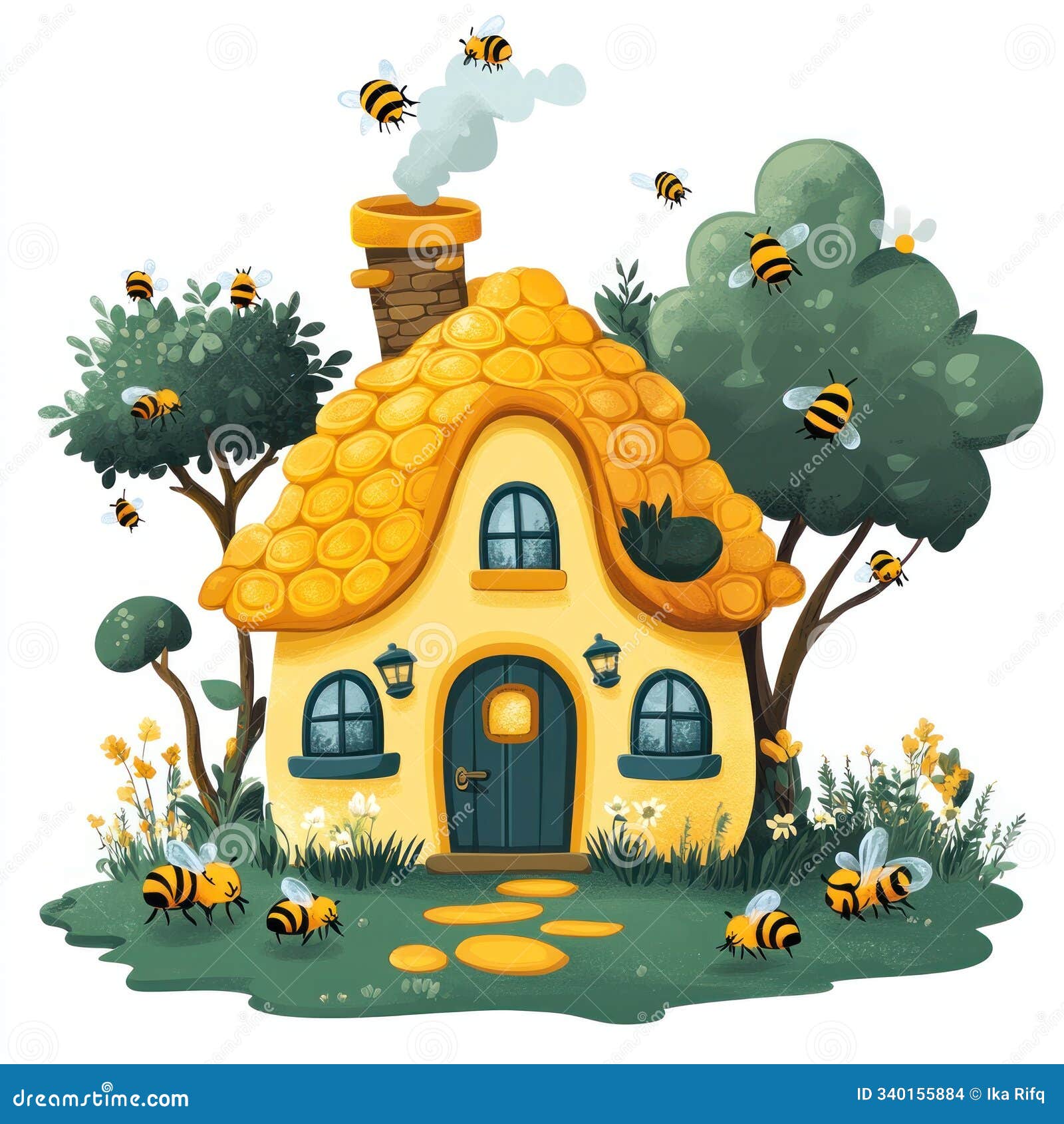 Busy Bees Brown Girl 04 Cartoon Vector | CartoonDealer.com #198984005