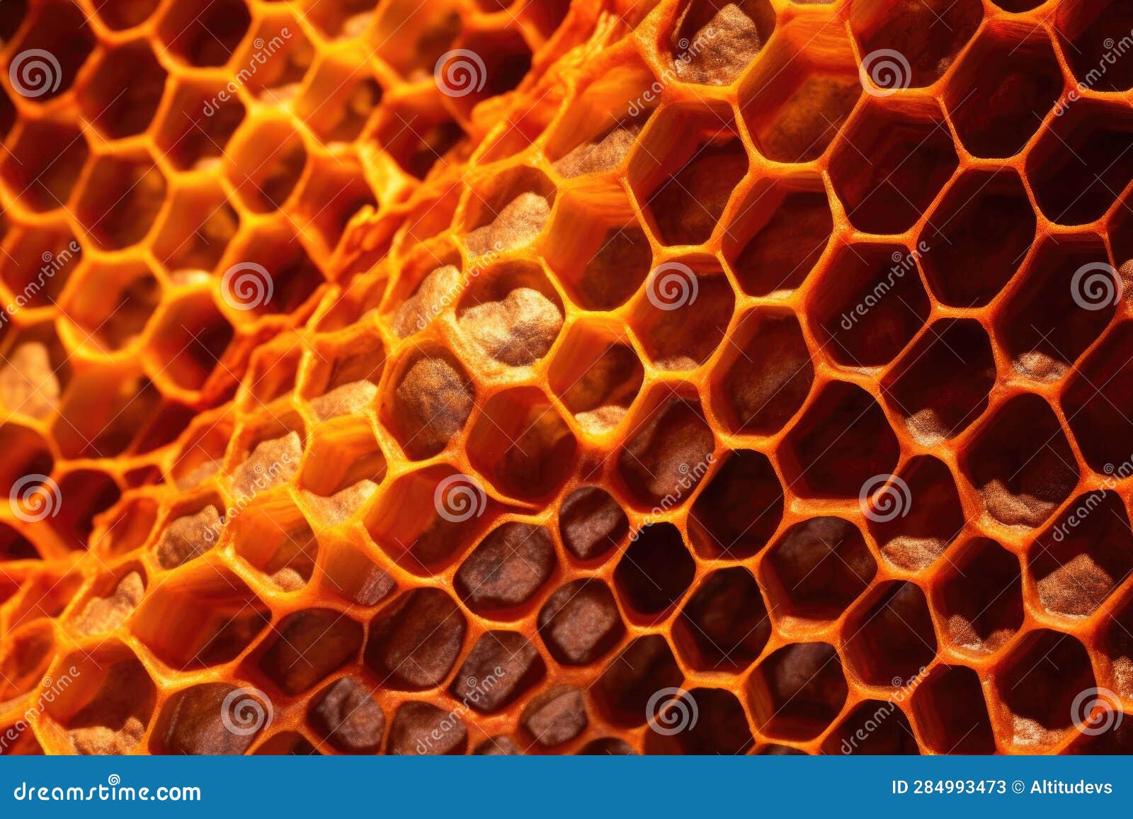 Honeycomb Pattern in Sunlight, Wild Hive Detail Stock Illustration ...