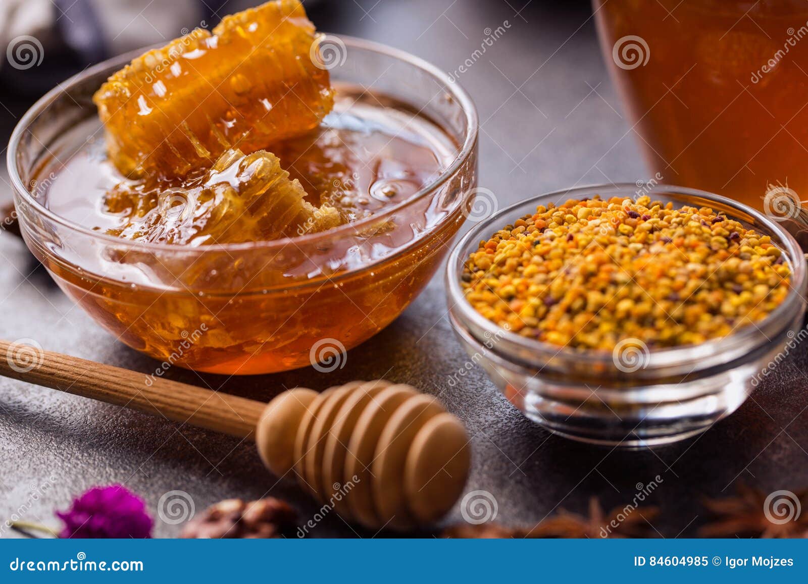 Honeycomb and Pollen Propolis- Product of Bee Stock Image - Image of ...
