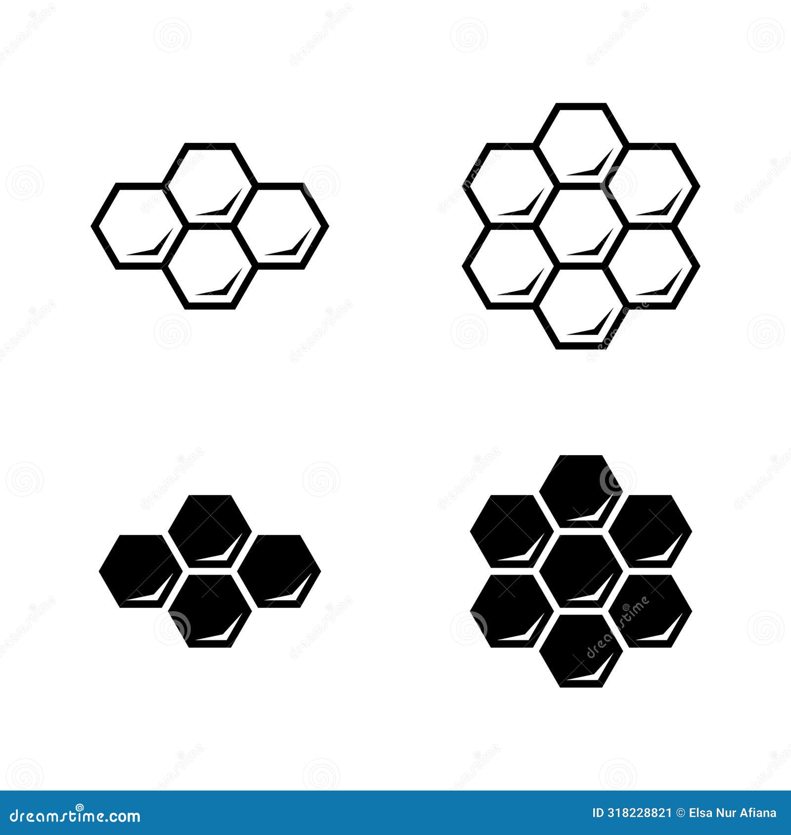 Honeycomb Polygon Icon Set. Hexagonal Beehive Concept Stock Vector ...