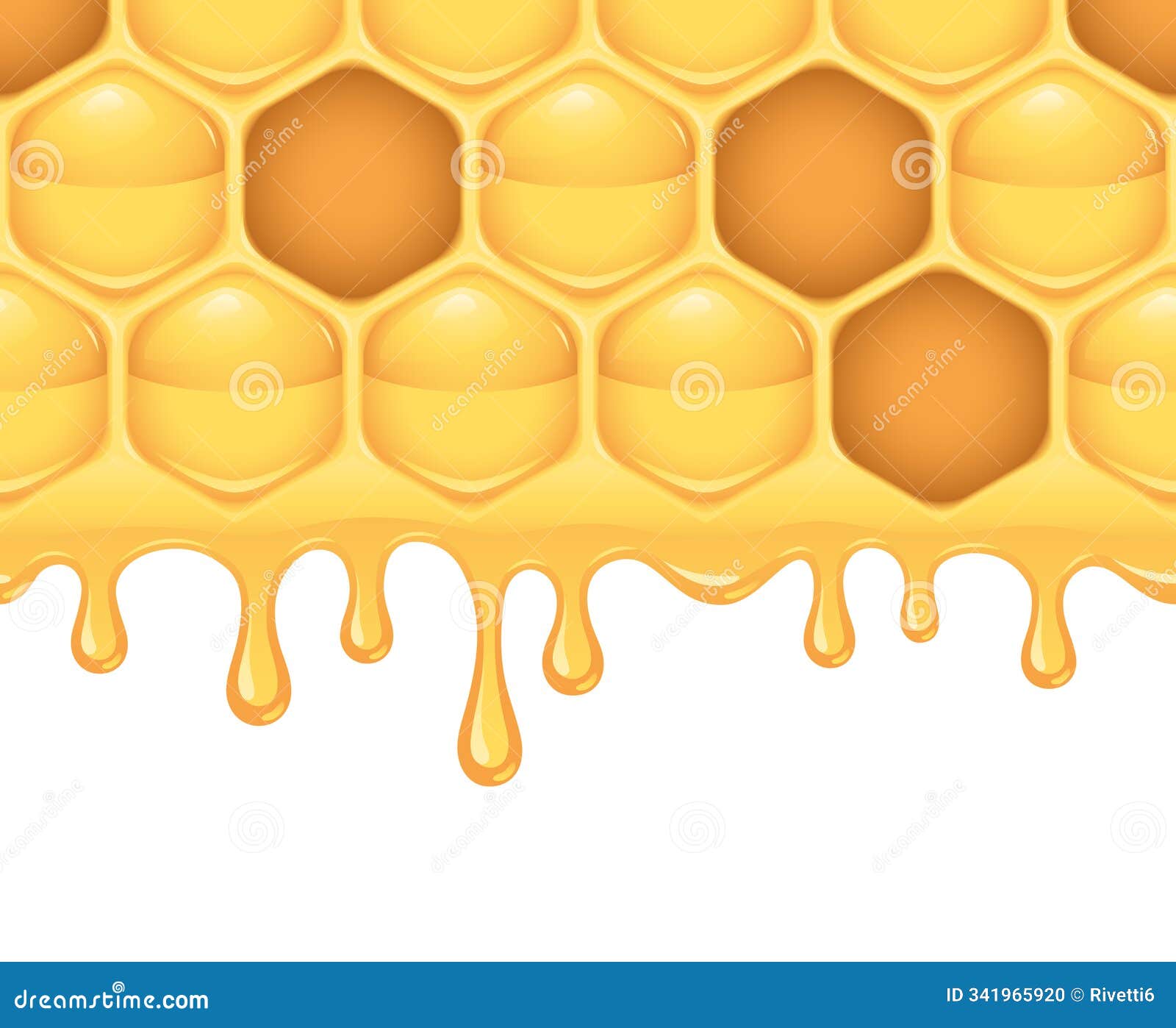 Honeycomb Seamless Horizontal Pattern with Dripping Honey Stock ...