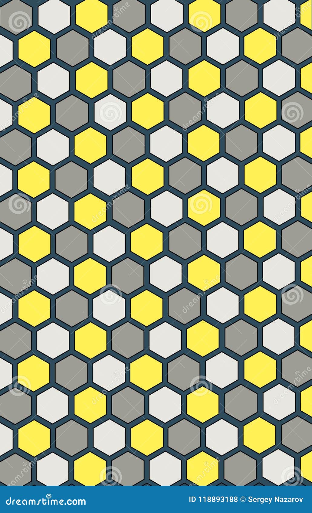 Honeycomb Seamless Pattern. Colors: Gray, Yellow, White Stock ...
