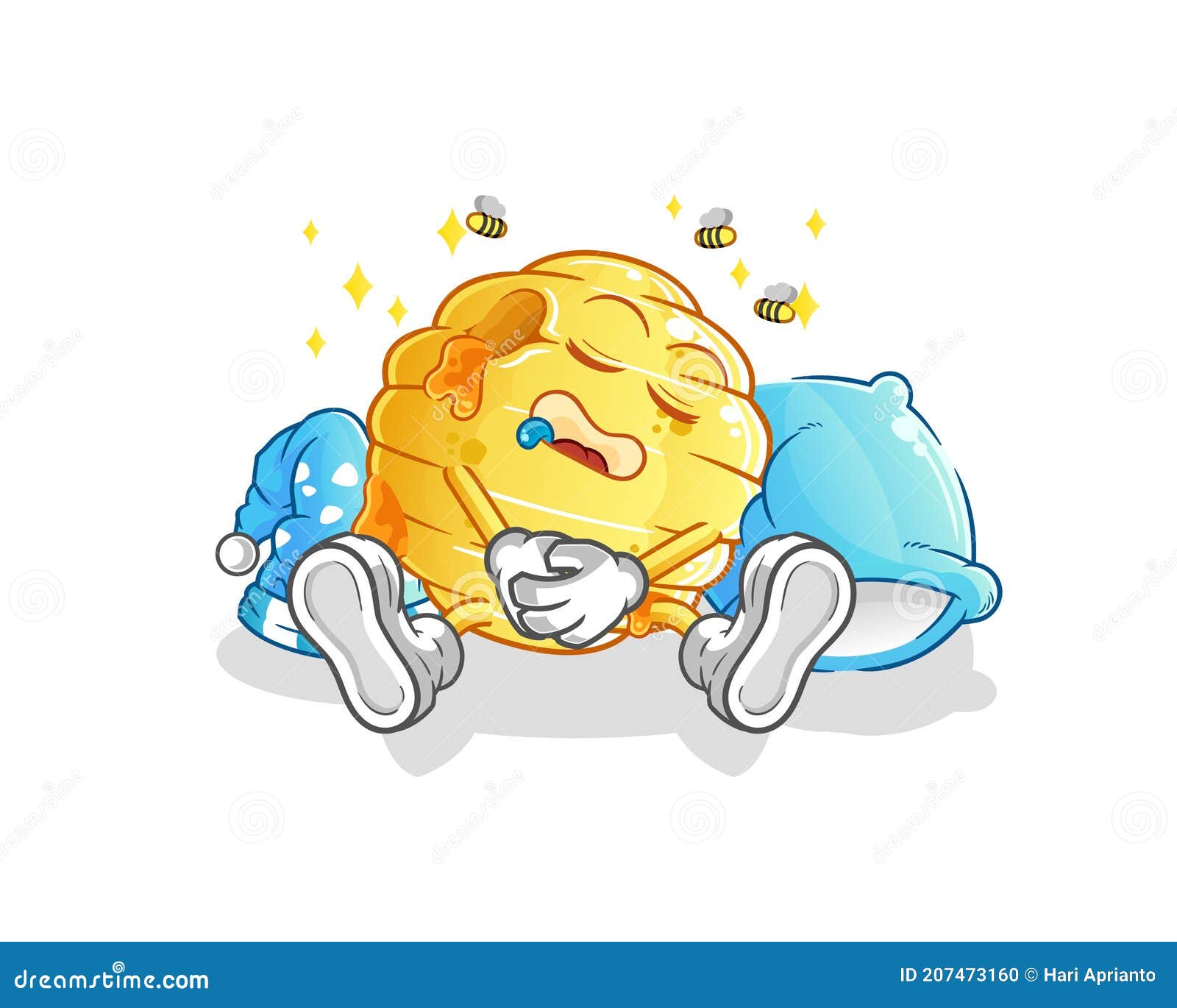 Honeycomb Sleeping Character. Cartoon Mascot Vector Stock Vector ...
