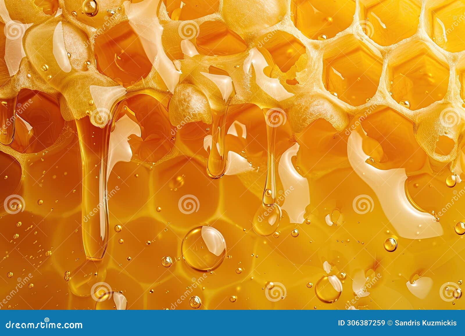 Honeycomb Texture Background with Dripping Honey. Generative AI Stock ...