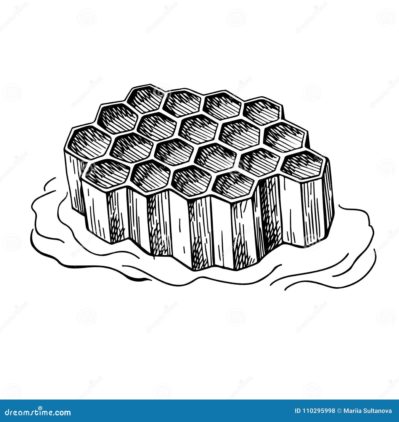Honeycomb Vector Drawing. Hand Drawn Honey Illustration Stock Vector ... Honeycomb Vector Drawing. Hand Drawn Honey Illustration Stock Vector ...