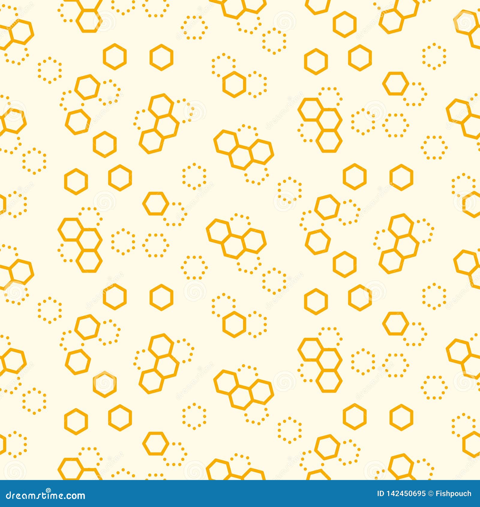 Honeycomb Vector Seamless Pattern Print Yellow Cell Texture. Stock ...
