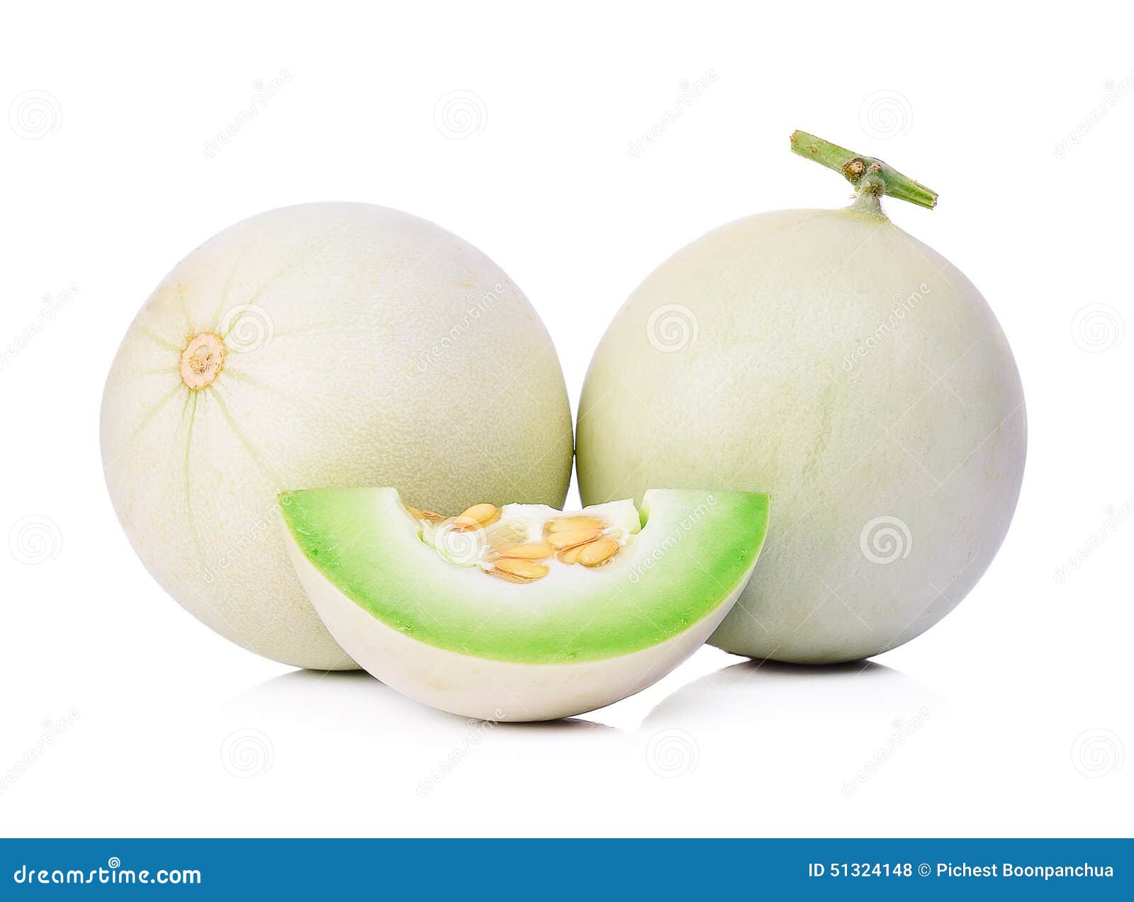 Honeydew Melon Sliced In Half Isolated On White Stock Photo - Image of ...