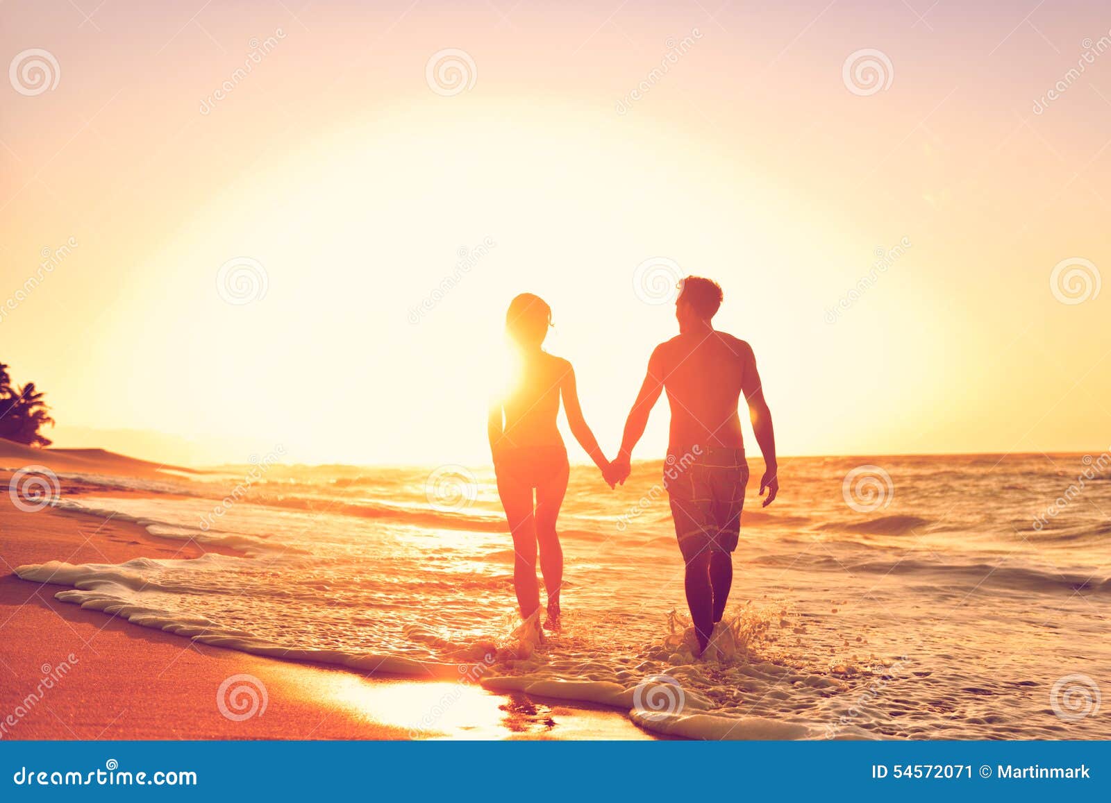 Honeymoon Couple On Beach In Loving Relationship Stock Image Image Of