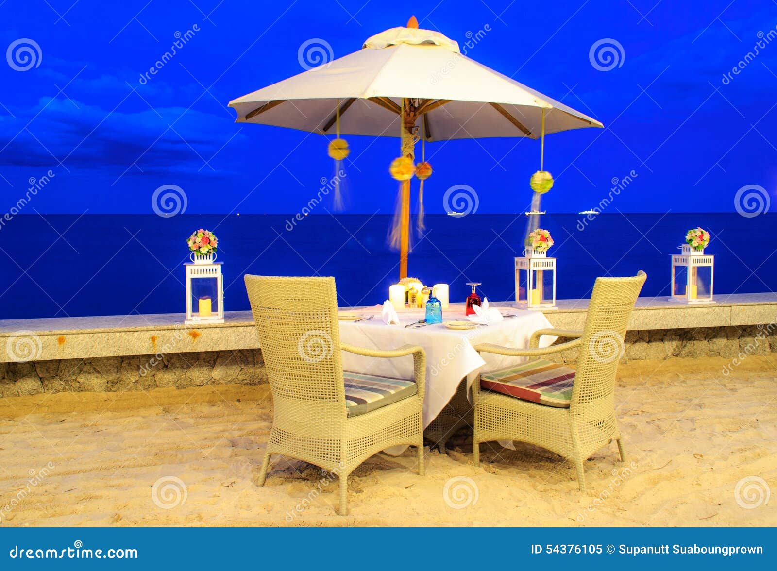Honeymoon Table Set Up Dinner on the Beach Stock Image - Image of ...