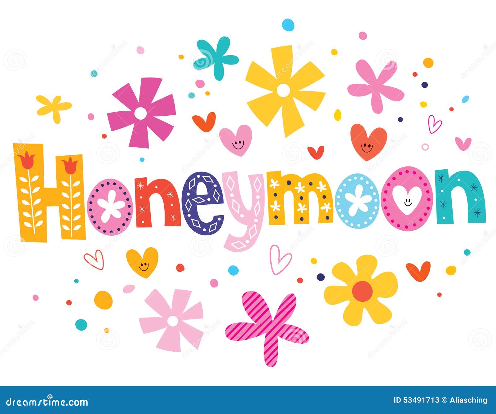 Honeymoon Vector Lettering Decorative Type Stock Vector - Illustration ...
