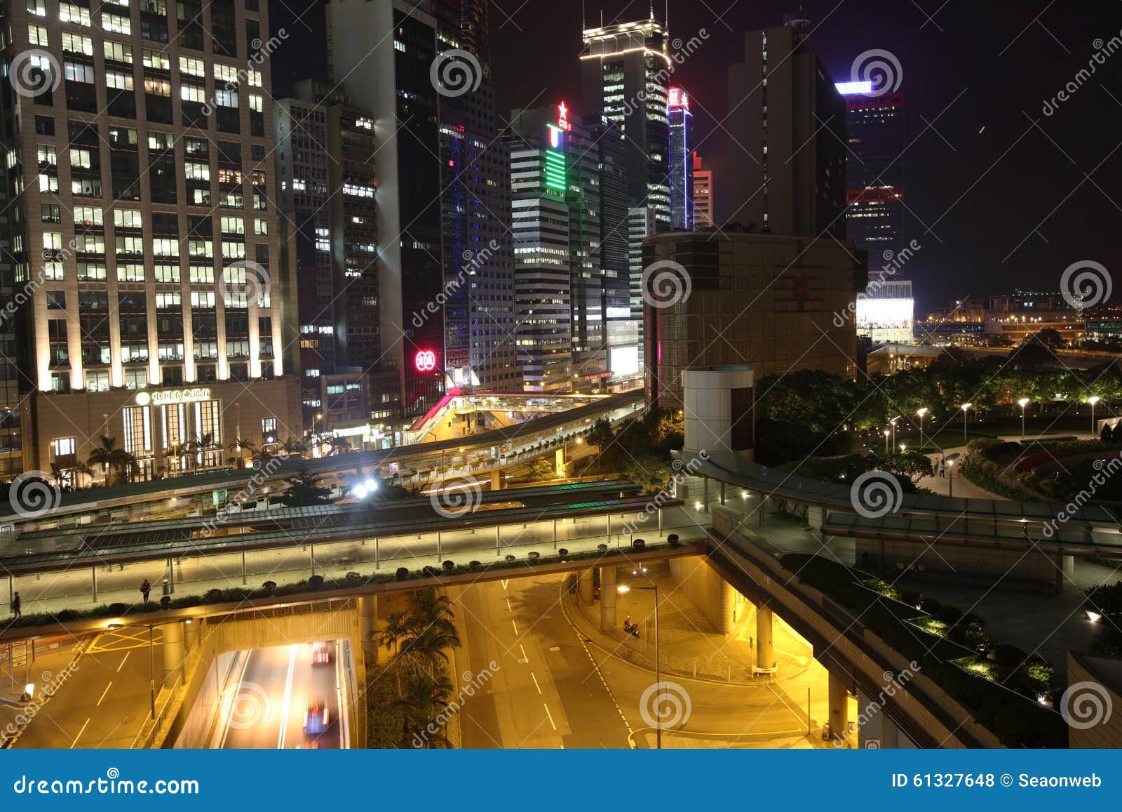 Hong Kong Central at Night editorial stock photo. Image of exterior ...