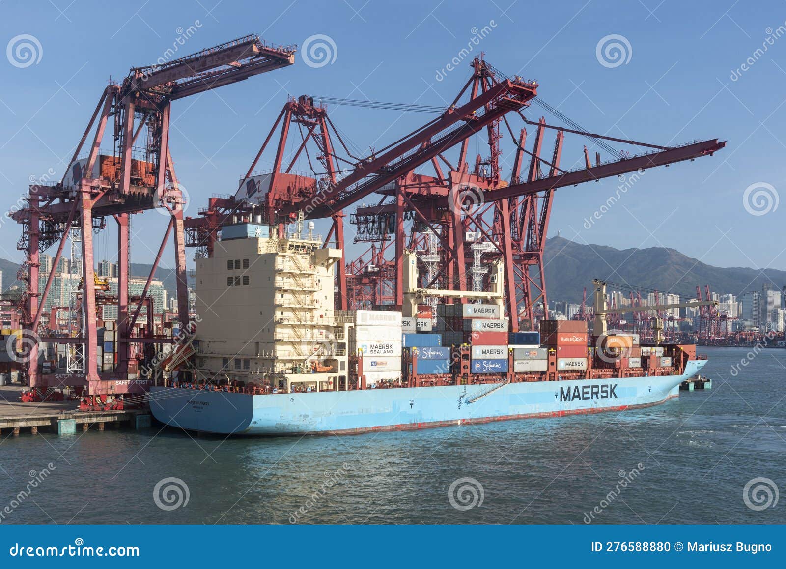 Maersk Owned Cargo Container Ship Nakskov Maersk In Hong Kong
