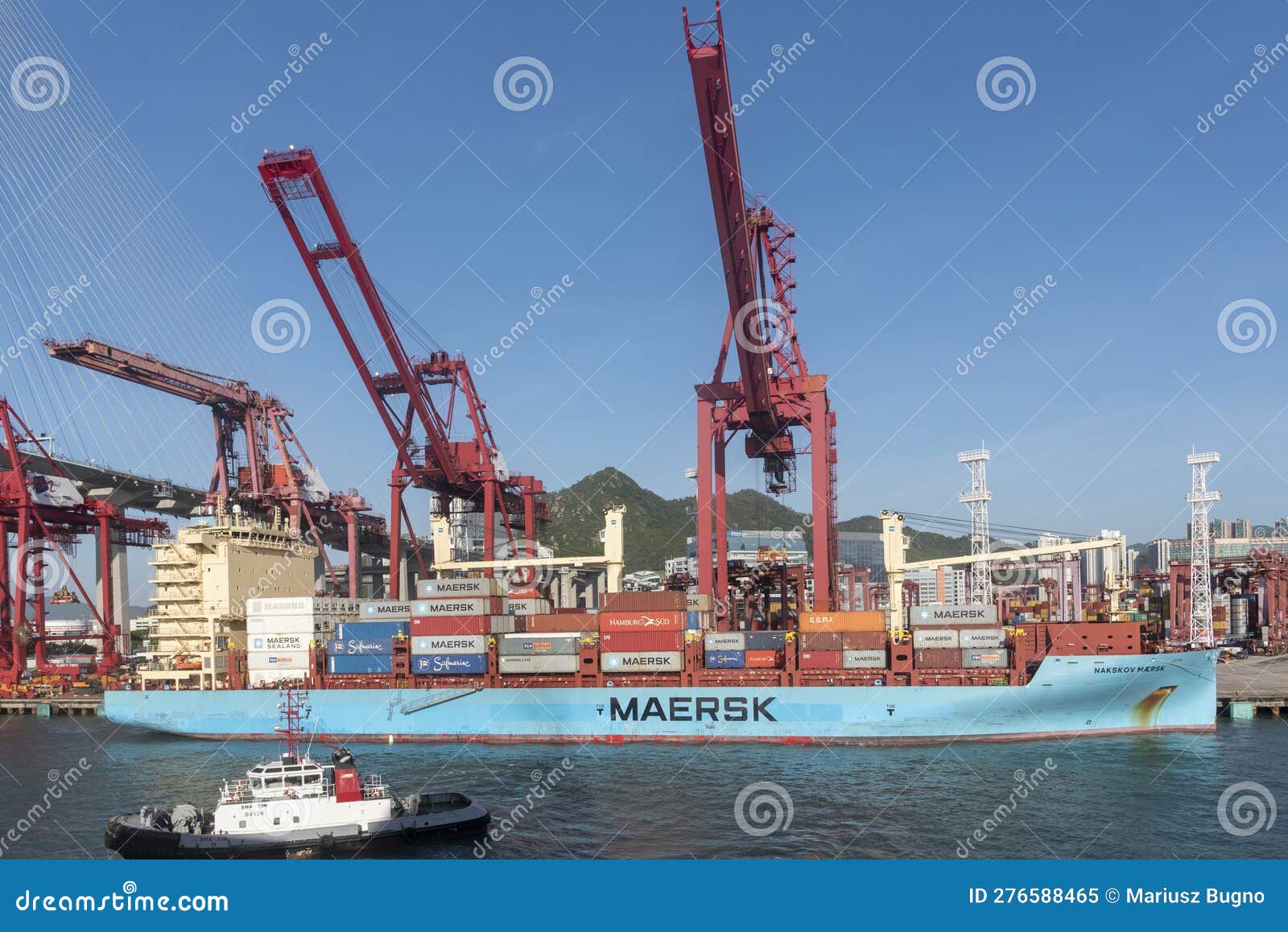Maersk Owned Cargo Container Ship Nakskov Maersk In Hong Kong