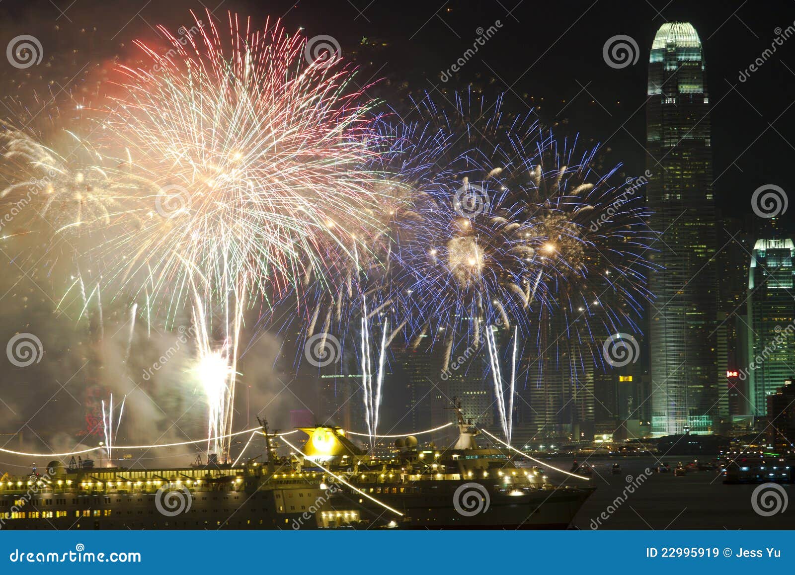 Hong Kong Chinese New Year Fireworks Stock Image - Image of cityscape ...