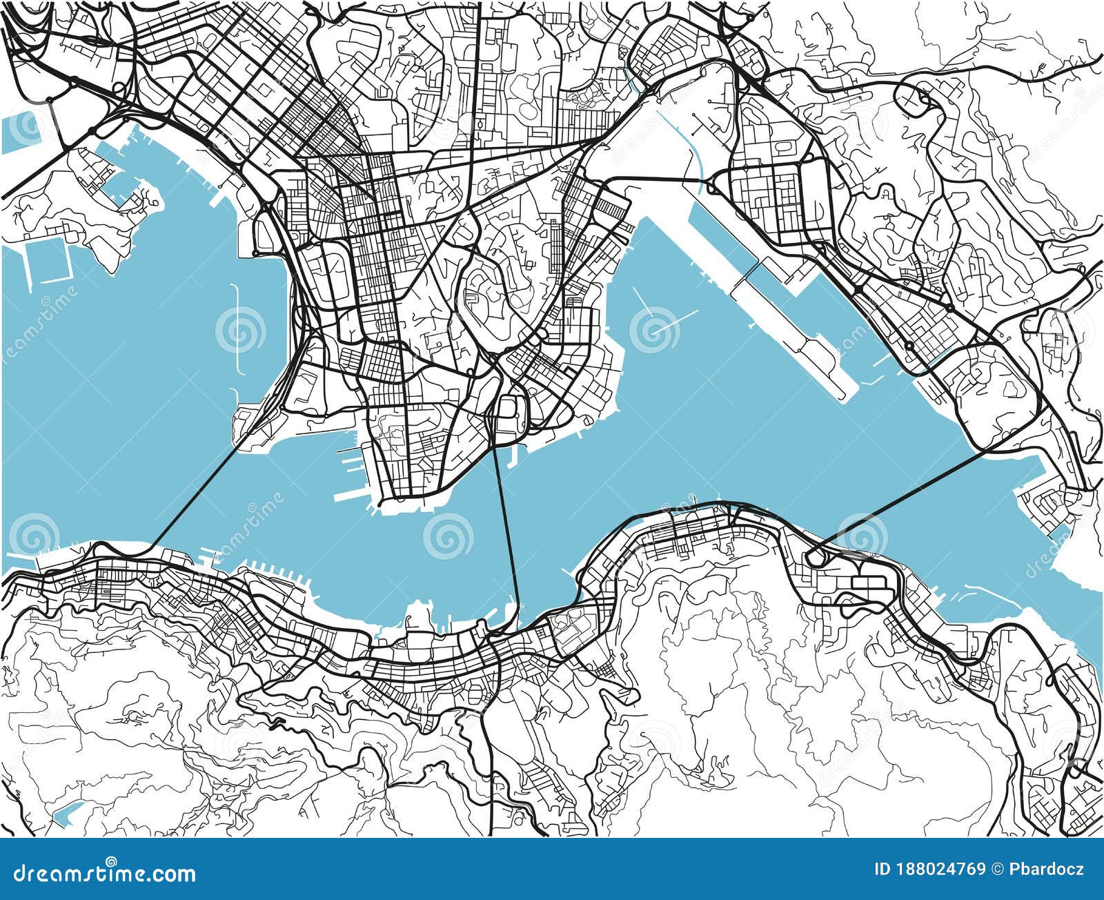 Black and White Vector City Map of Hong Kong. Stock Vector ...