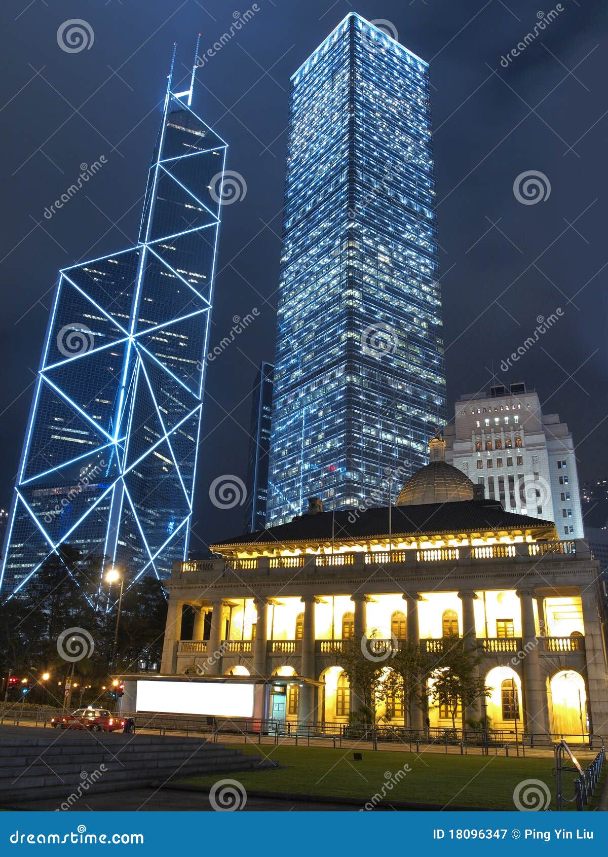 Hong Kong Core Buildings at Night Stock Image - Image of arts, drive ...