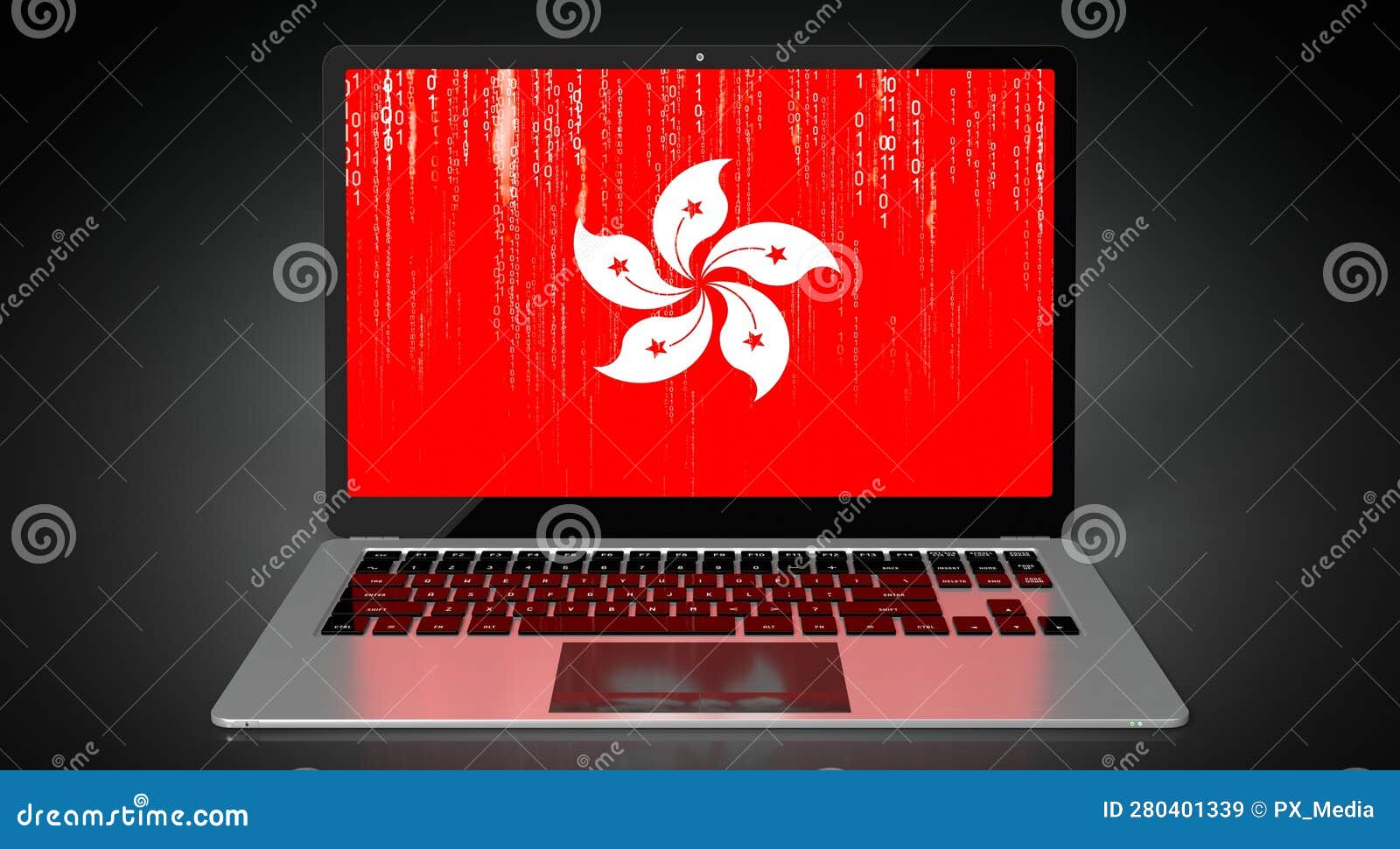 Hong Kong - Country Flag and Binary Code on Laptop Screen Stock ...
