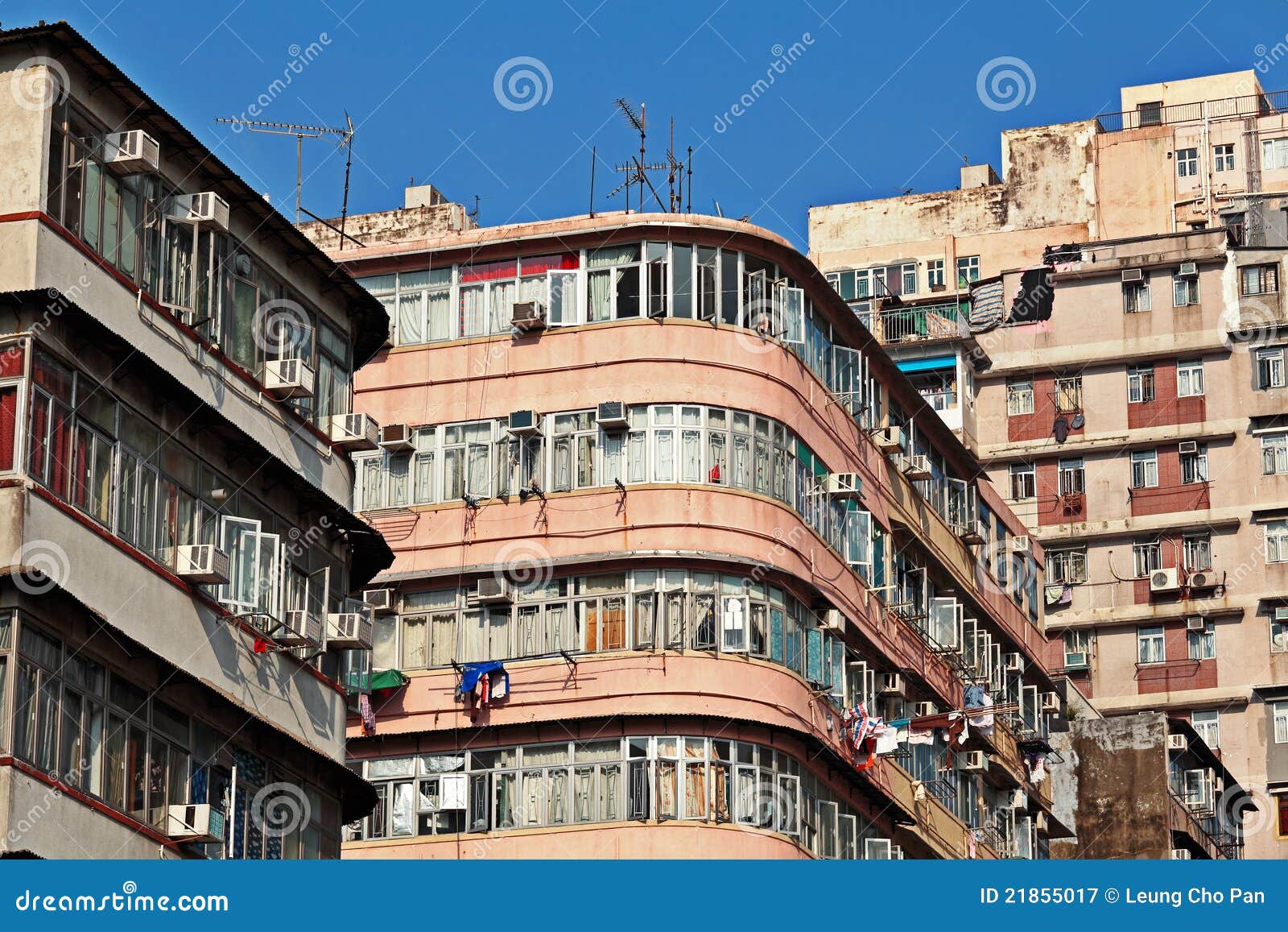 Hong Kong crowded building stock image. Image of floors - 21855017