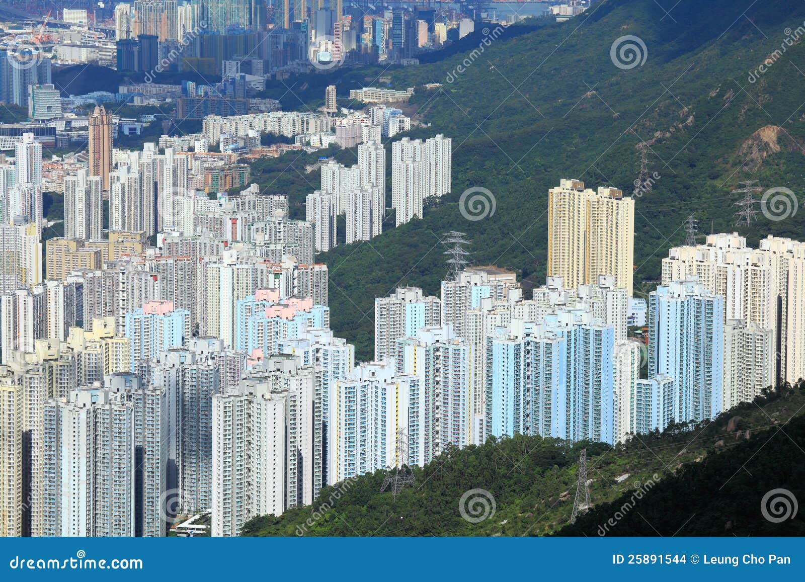 Hong Kong crowded building stock photo. Image of curtains - 25891544