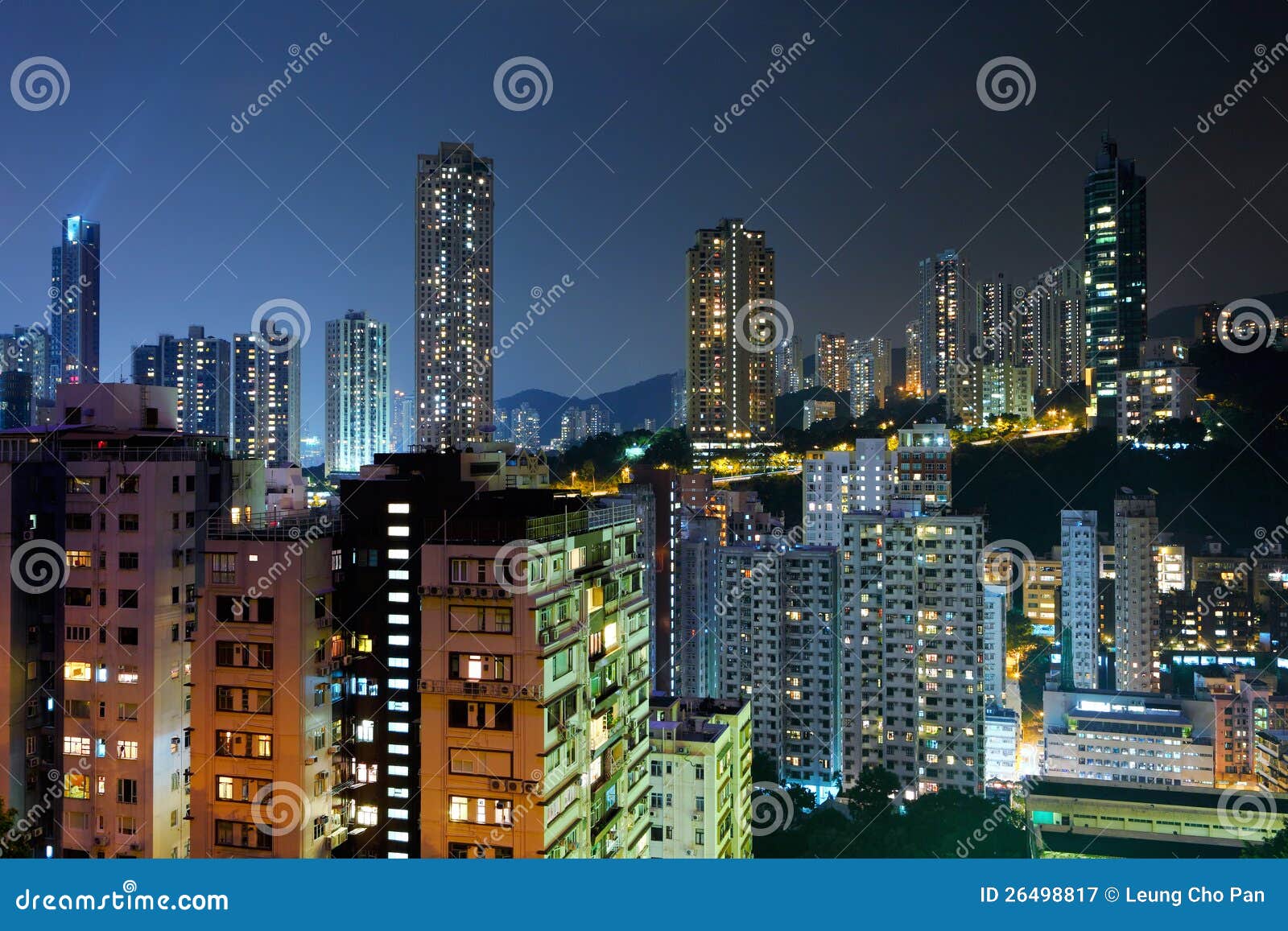 Hong Kong with Crowded Building Stock Image - Image of glass, night ...