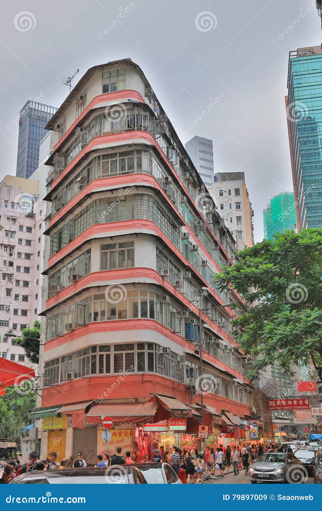 Hong Kong Crowded Building at Wan Chai Editorial Stock Image - Image of ...