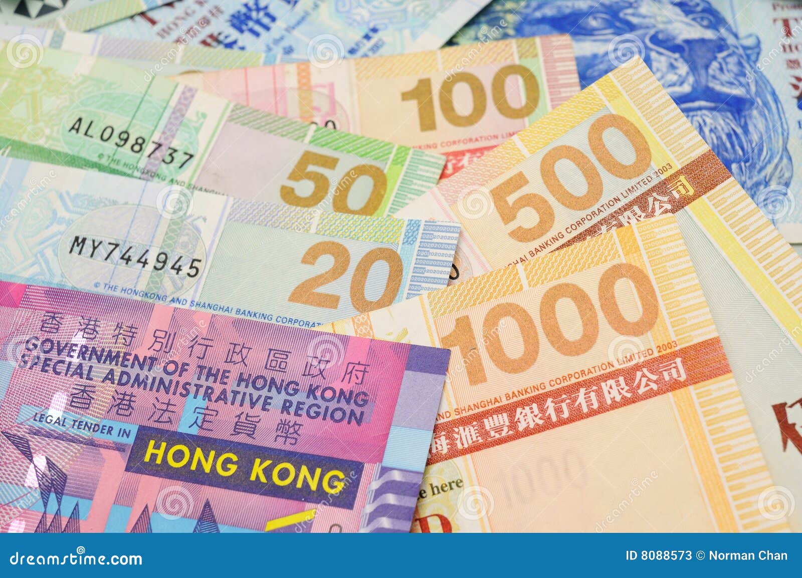 Hong Kong Dollar Bills Closeup Stock Photos - Image: 8088573