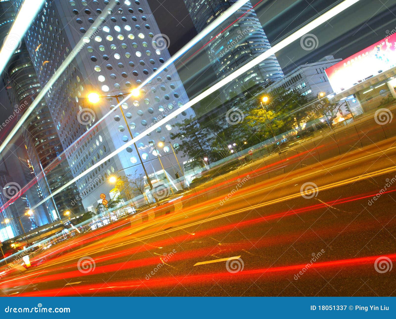 Hong Kong Downtown Traffic at Night Stock Image - Image of cars, fast ...