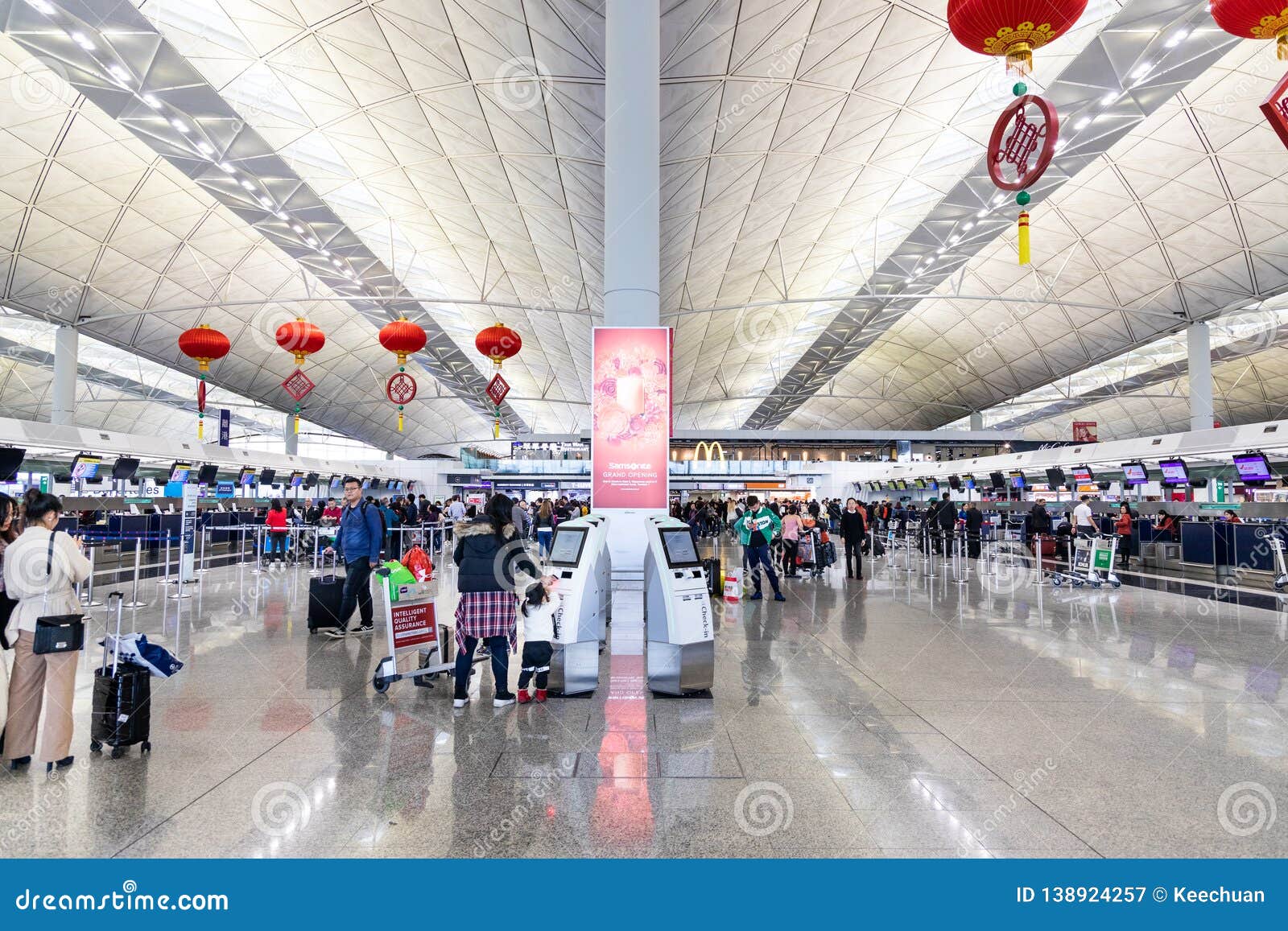 HONG KONG, February 9, 2019: Passengers Doing Flight Self Check-in at ...