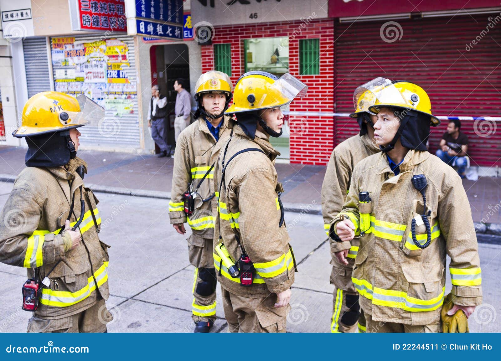 Standby Firefighter Hold Hydrant Nozzle With Flare And Copy Spa Royalty ...