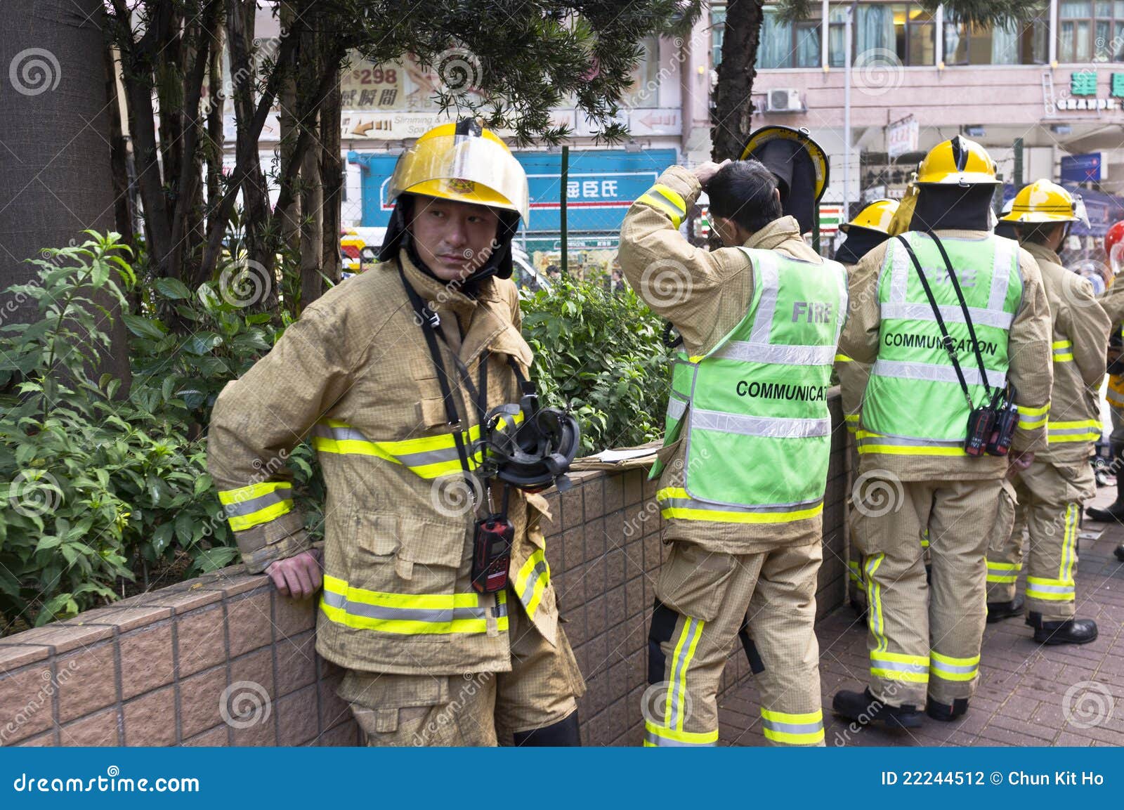Standby Firefighter Hold Hydrant Nozzle With Flare And Copy Spa Royalty ...