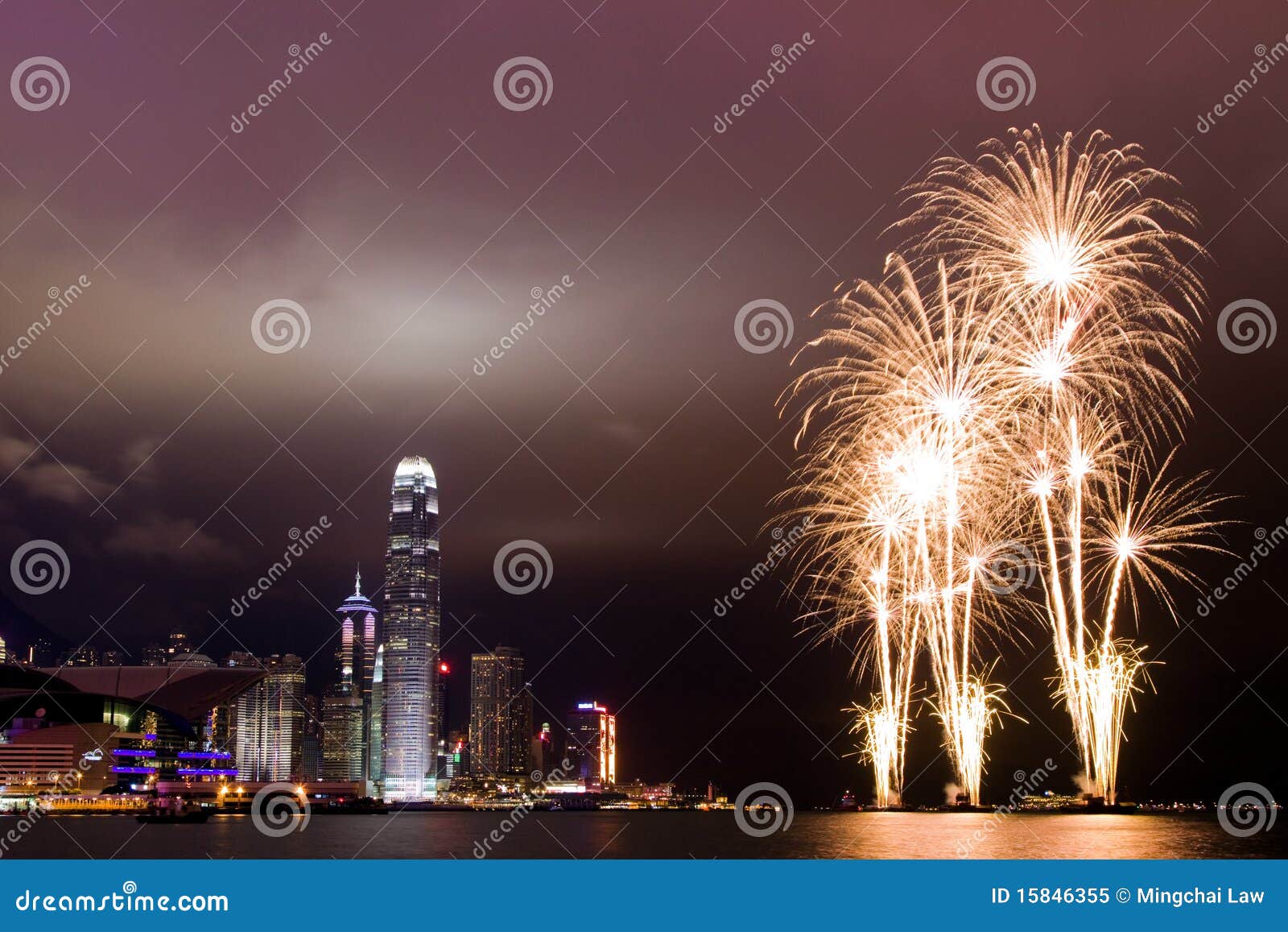 Hong Kong Fireworks stock image. Image of year, ship - 15846355