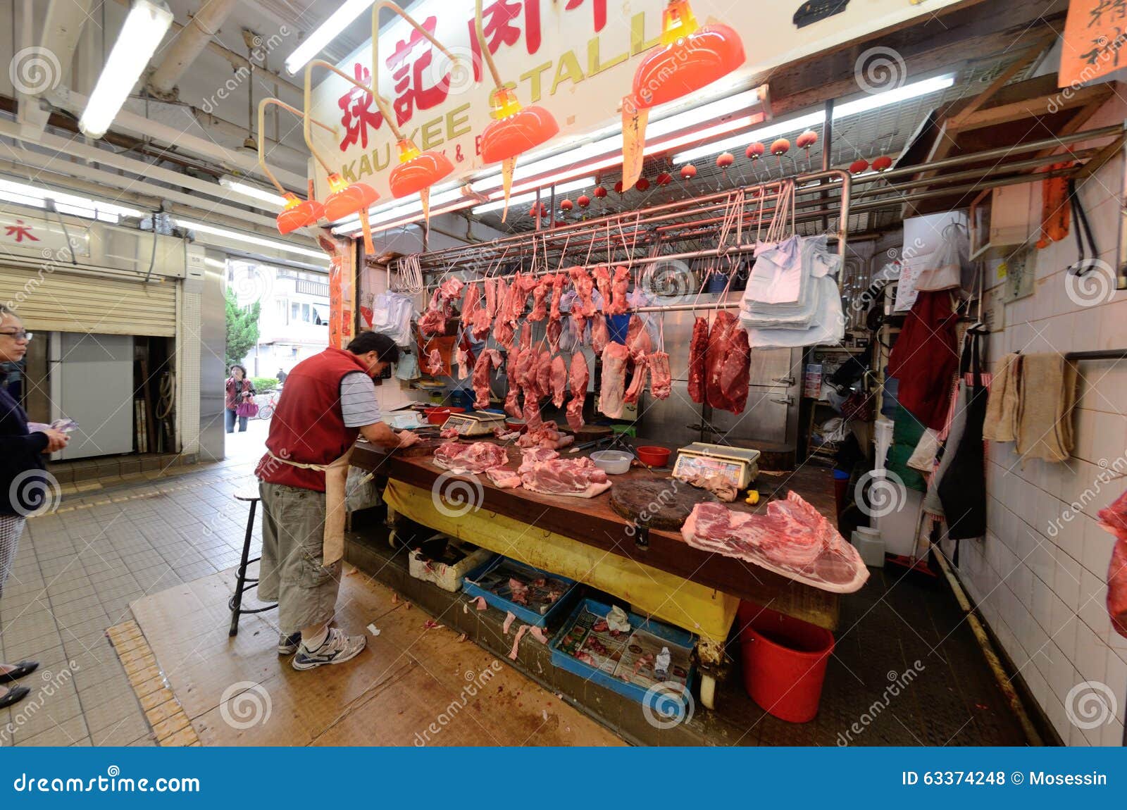 Hong Kong Fresh-vleesmarkt redactionele stock foto. Image of binnen ...