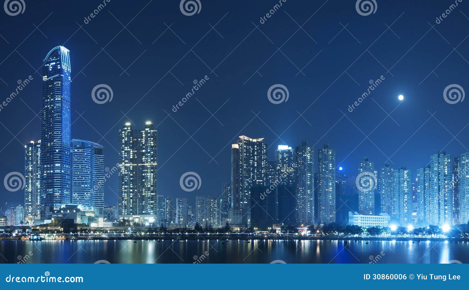 Hong Kong Harbor stock photo. Image of hongkong, moon - 30860006