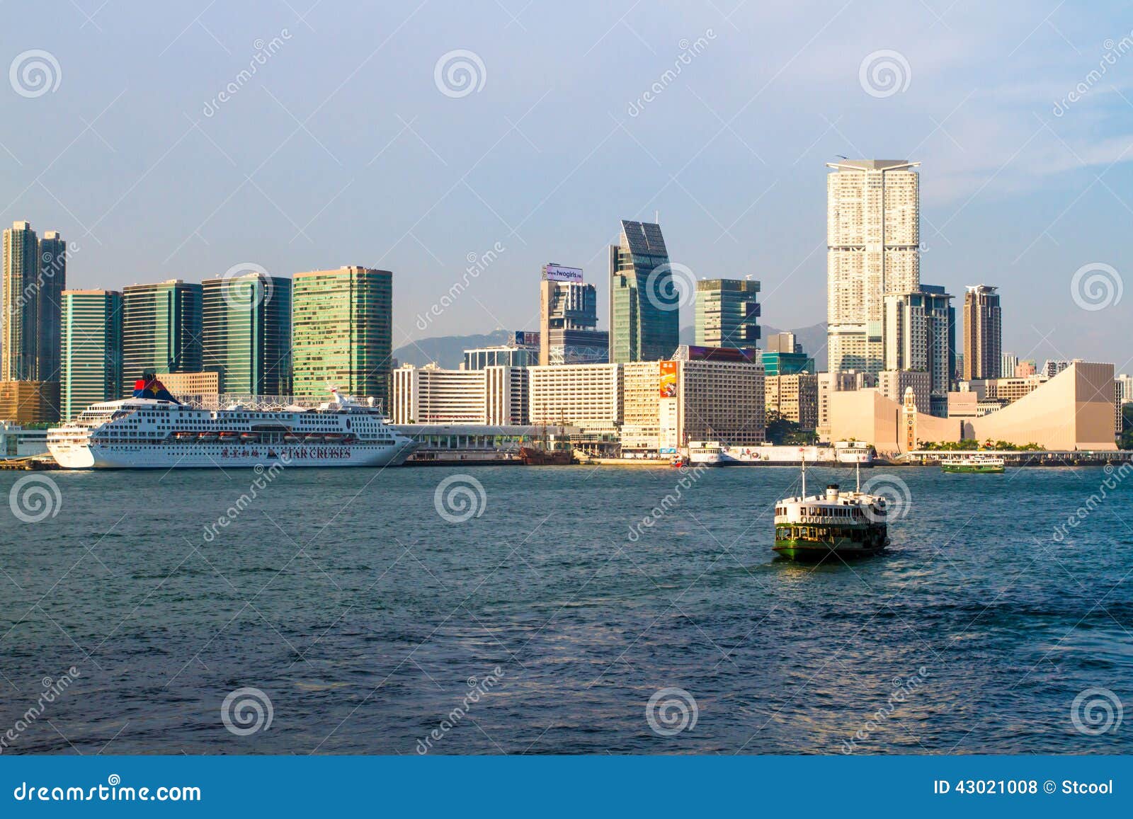 Hong Kong Harbor View with Ferry Editorial Stock Photo - Image of ...