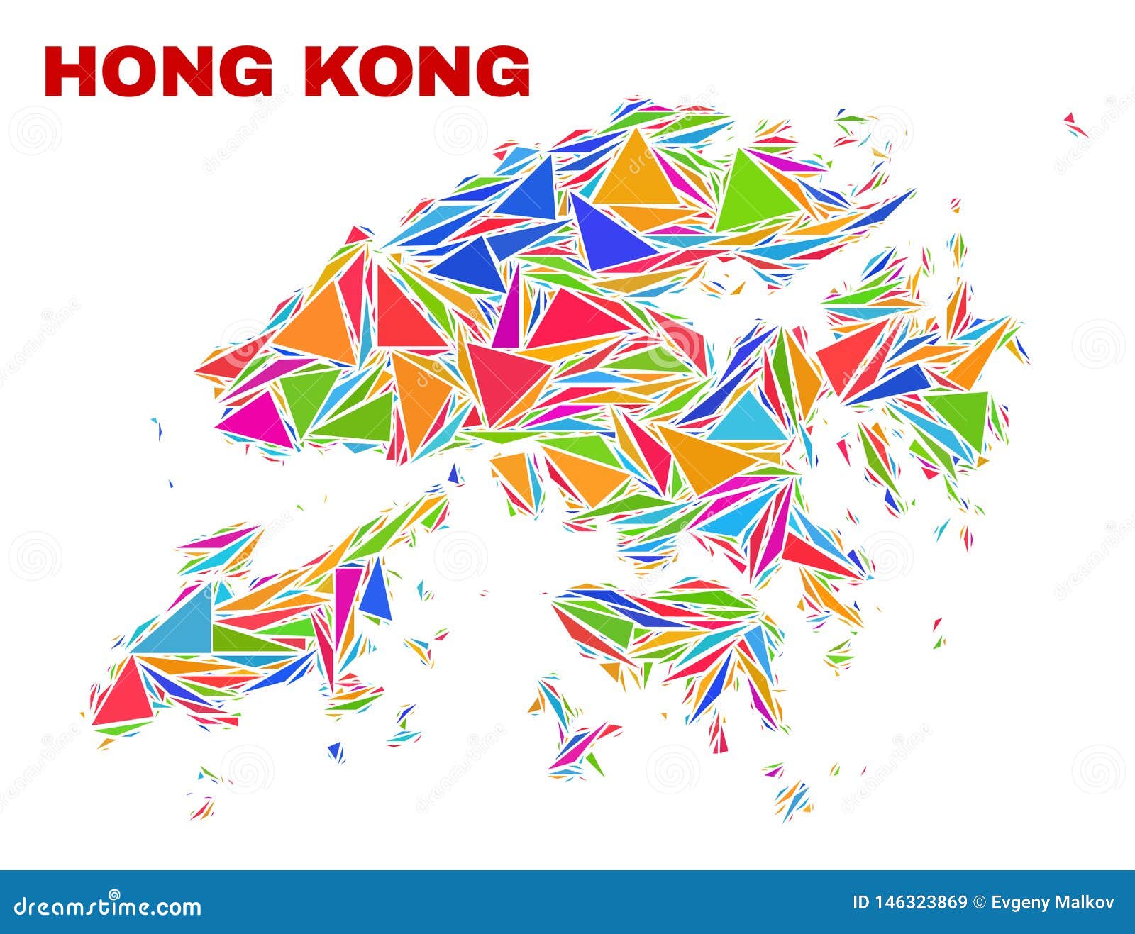 Hong Kong Map - Mosaic of Color Triangles Stock Vector - Illustration ...