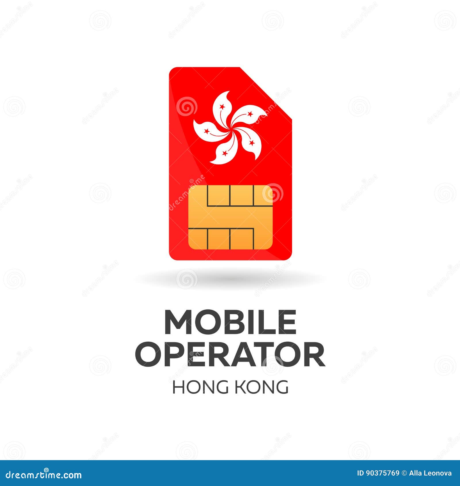 Hong Kong Mobile Operator. SIM Card with Flag. Vector Illustration ...