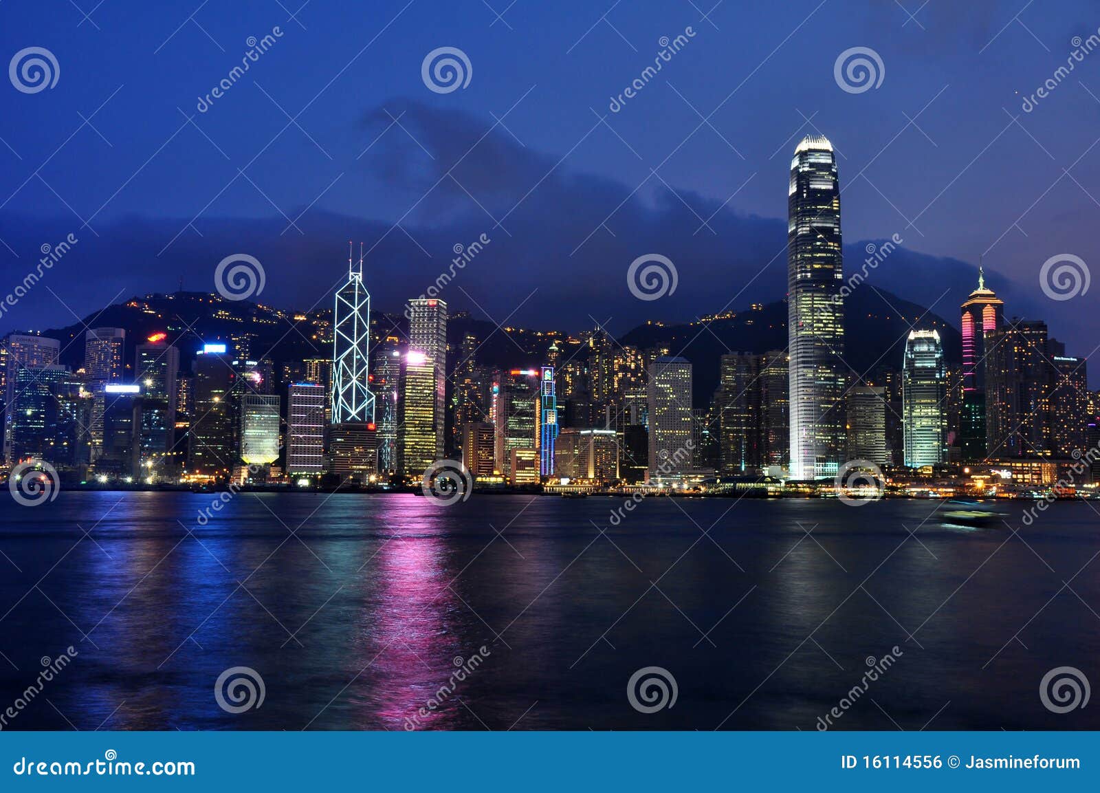 Hong Kong night scene stock photo. Image of skyscrapers - 16114556