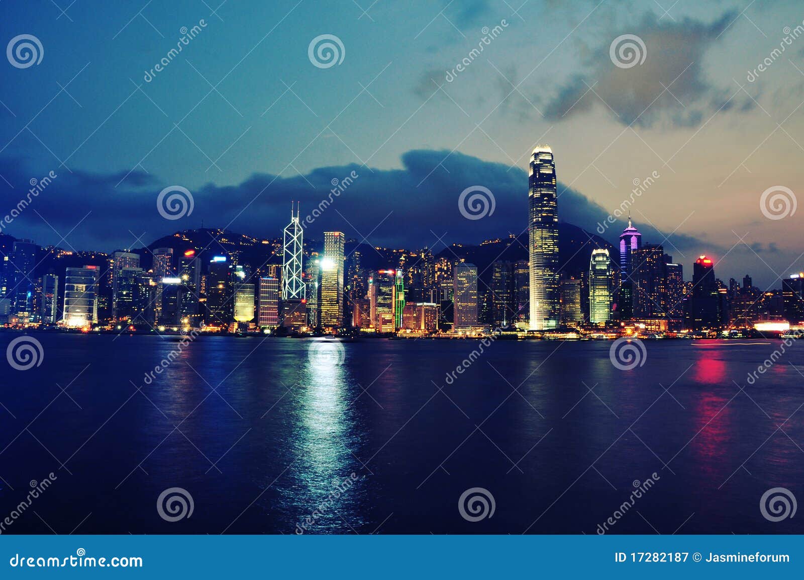 Hong Kong night scene stock image. Image of skyscrapers - 17282187