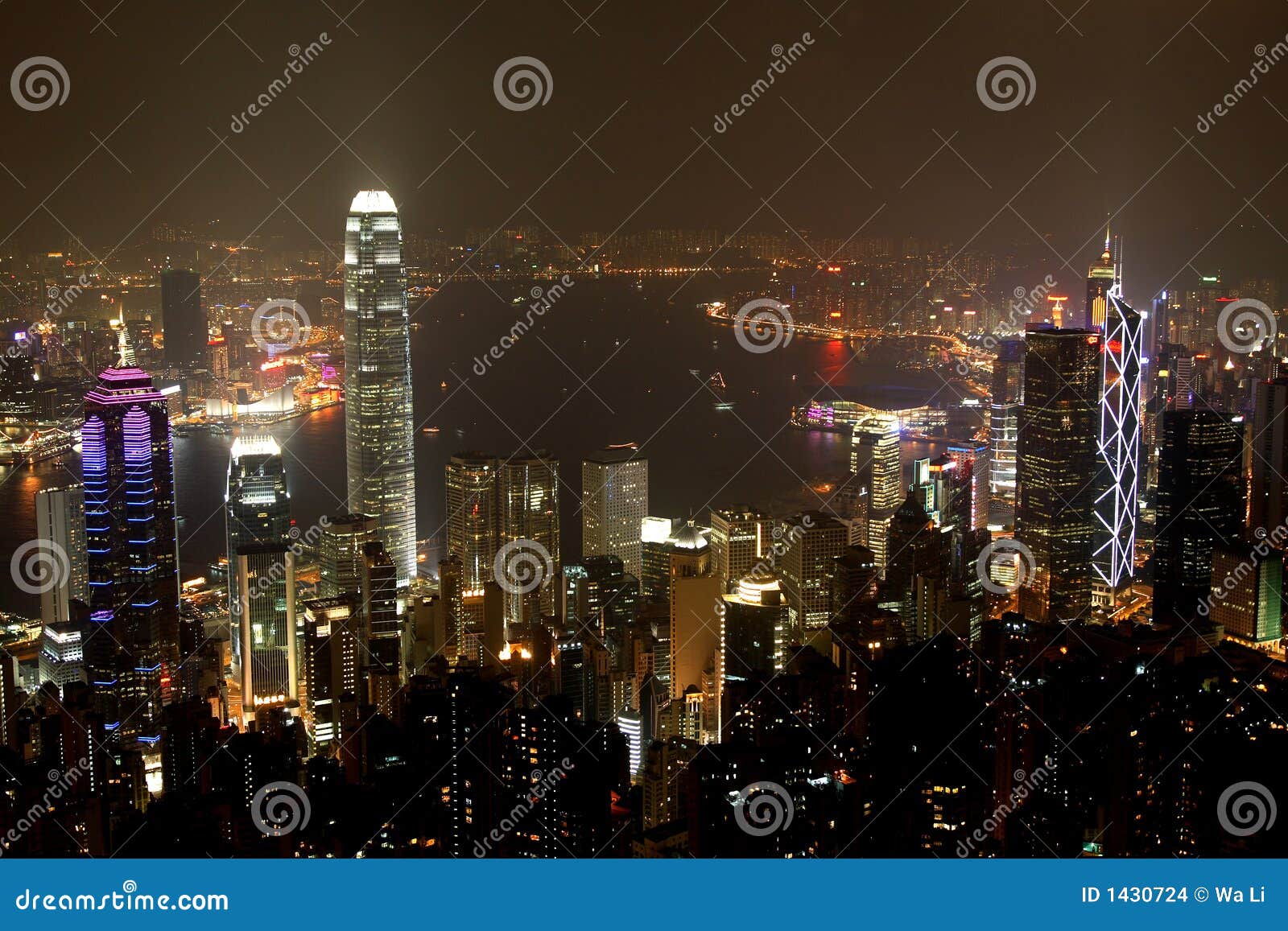 Hong Kong Night Scene 2 stock photo. Image of business - 1430724