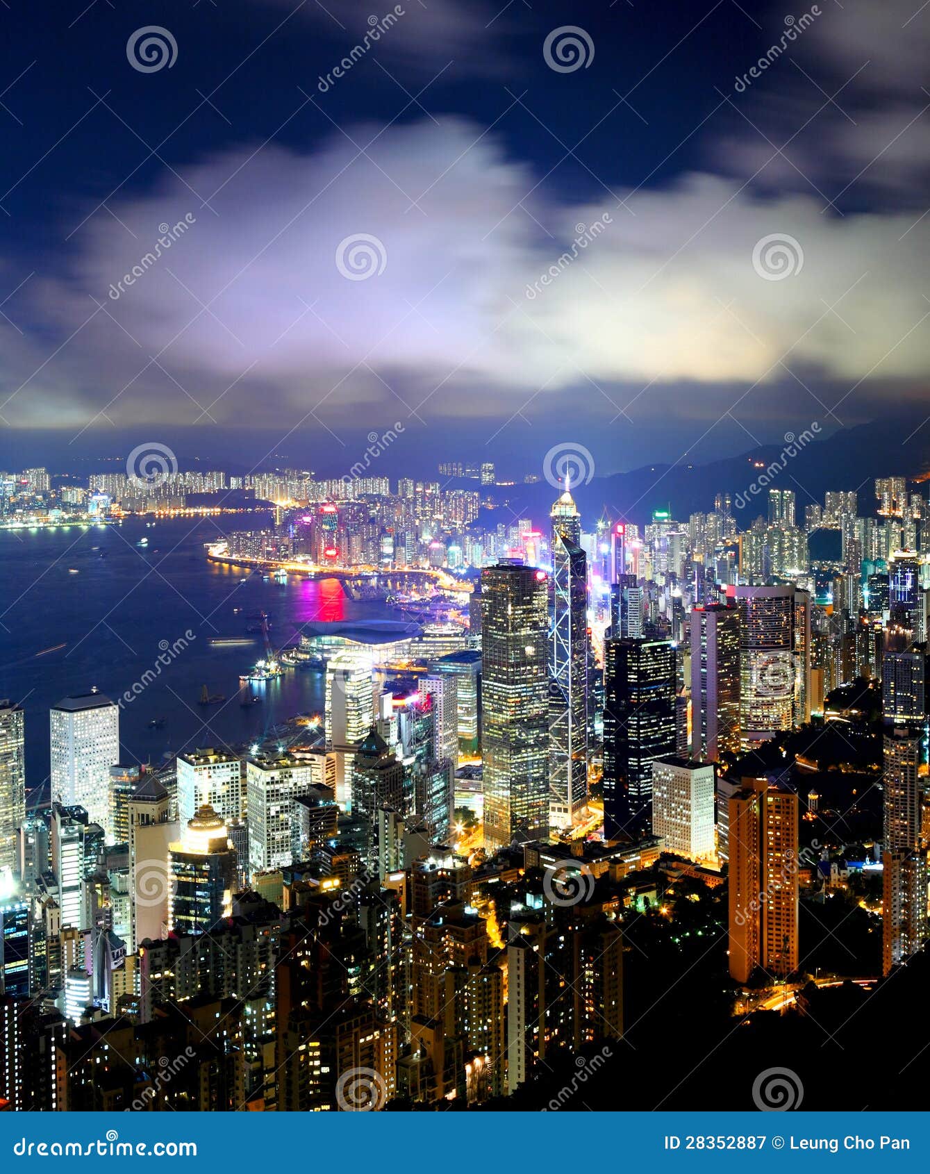 Hong Kong night scene stock image. Image of light, place - 28352887