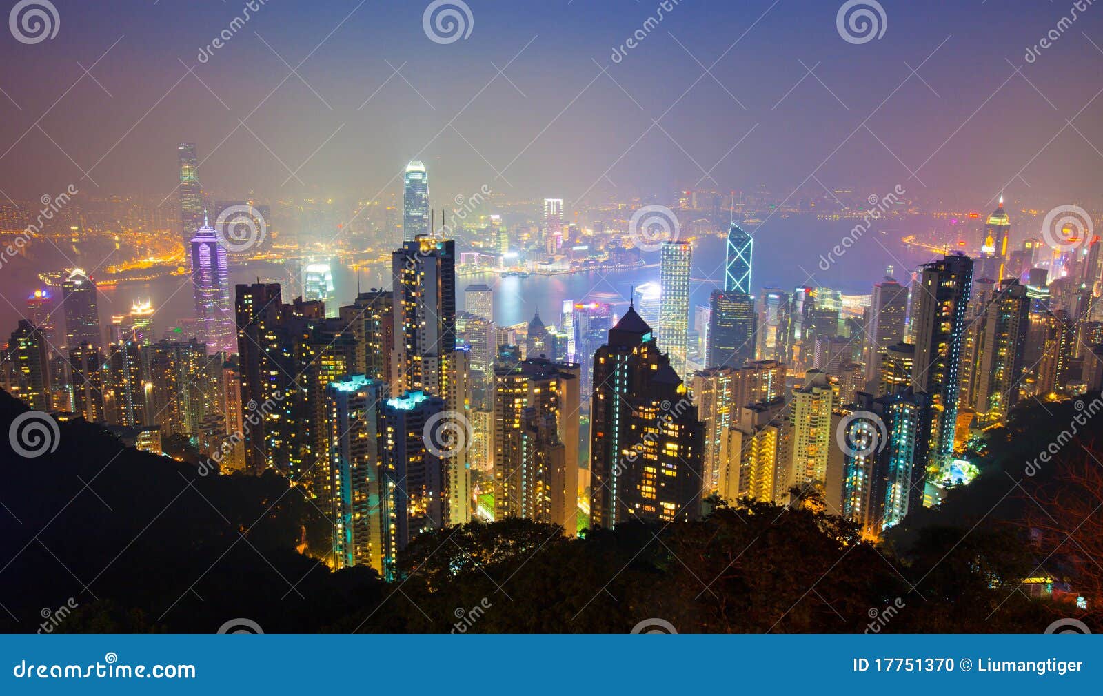 Hong Kong Night Scene from the Peak 2 Stock Photo - Image of travel ...