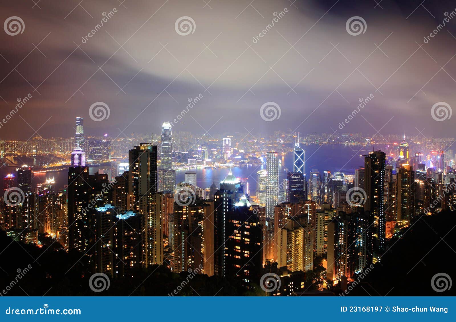 Hong Kong Night Scenes Skyline at Night Stock Image - Image of light ...