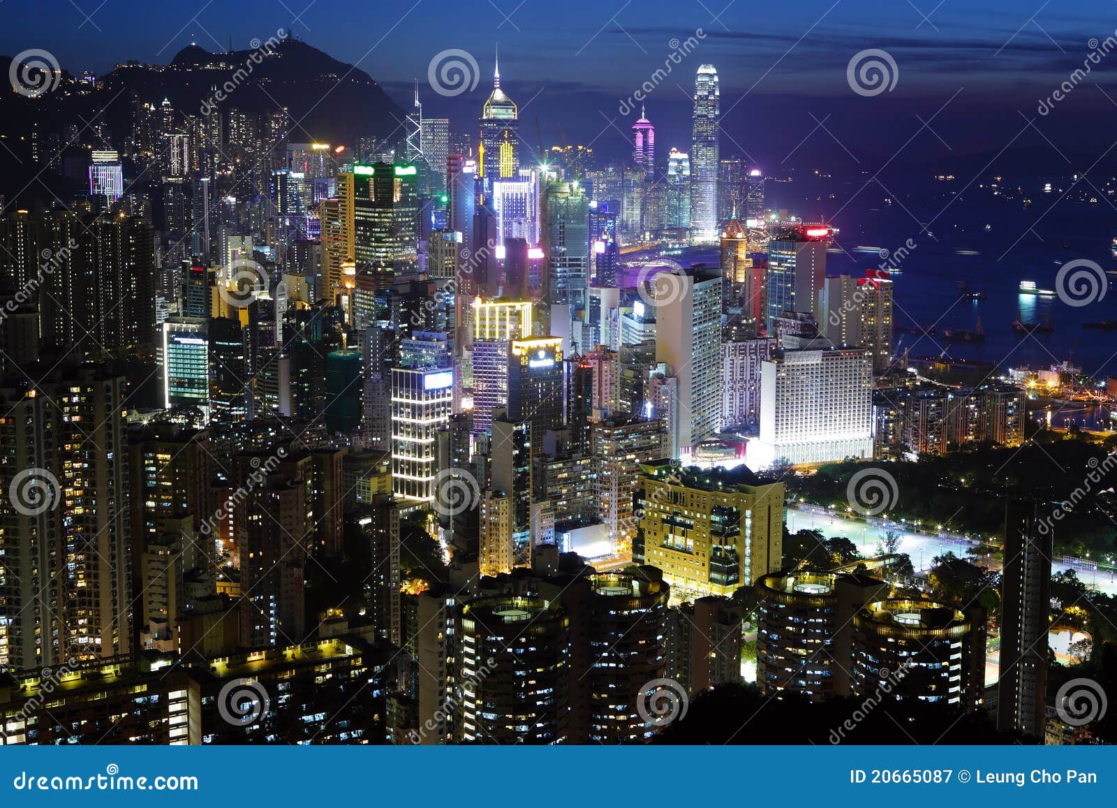 Hong Kong night view stock image. Image of landmark, landscape - 20665087