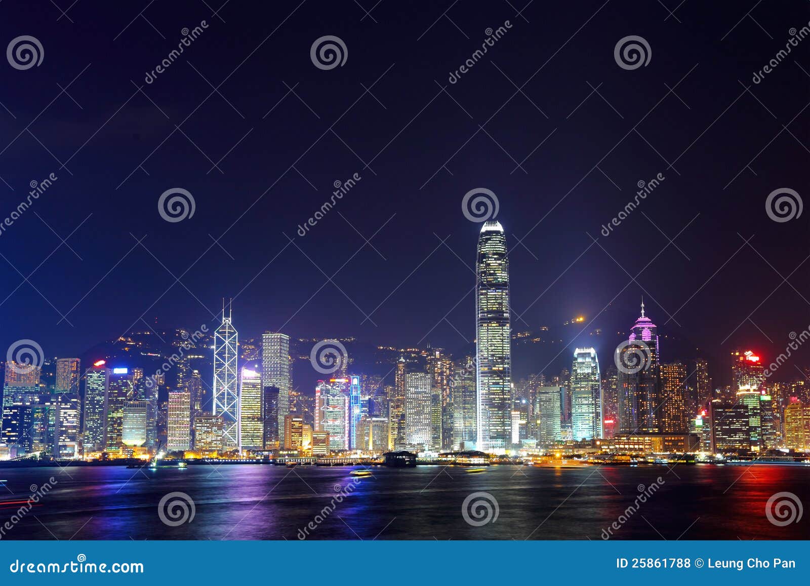 Hong Kong night view stock photo. Image of light, asia - 25861788